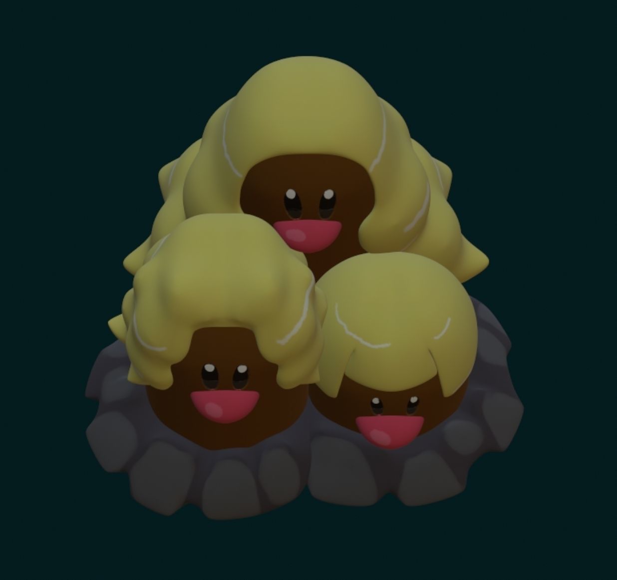 ALOLAN DUGTRIO POKEMON 3D model 3D printable | CGTrader