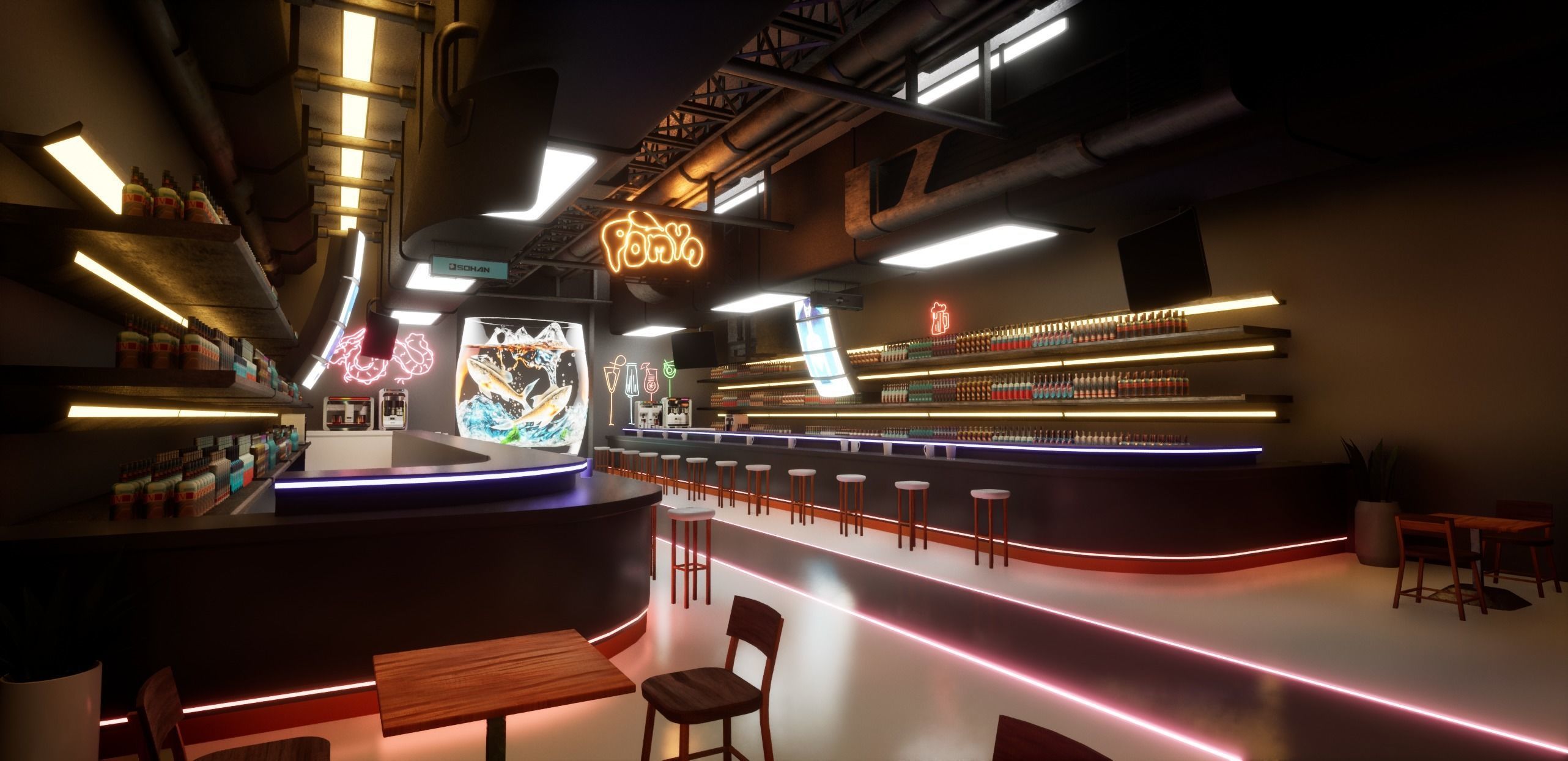 Cyberpunk Bar 3D model | CGTrader