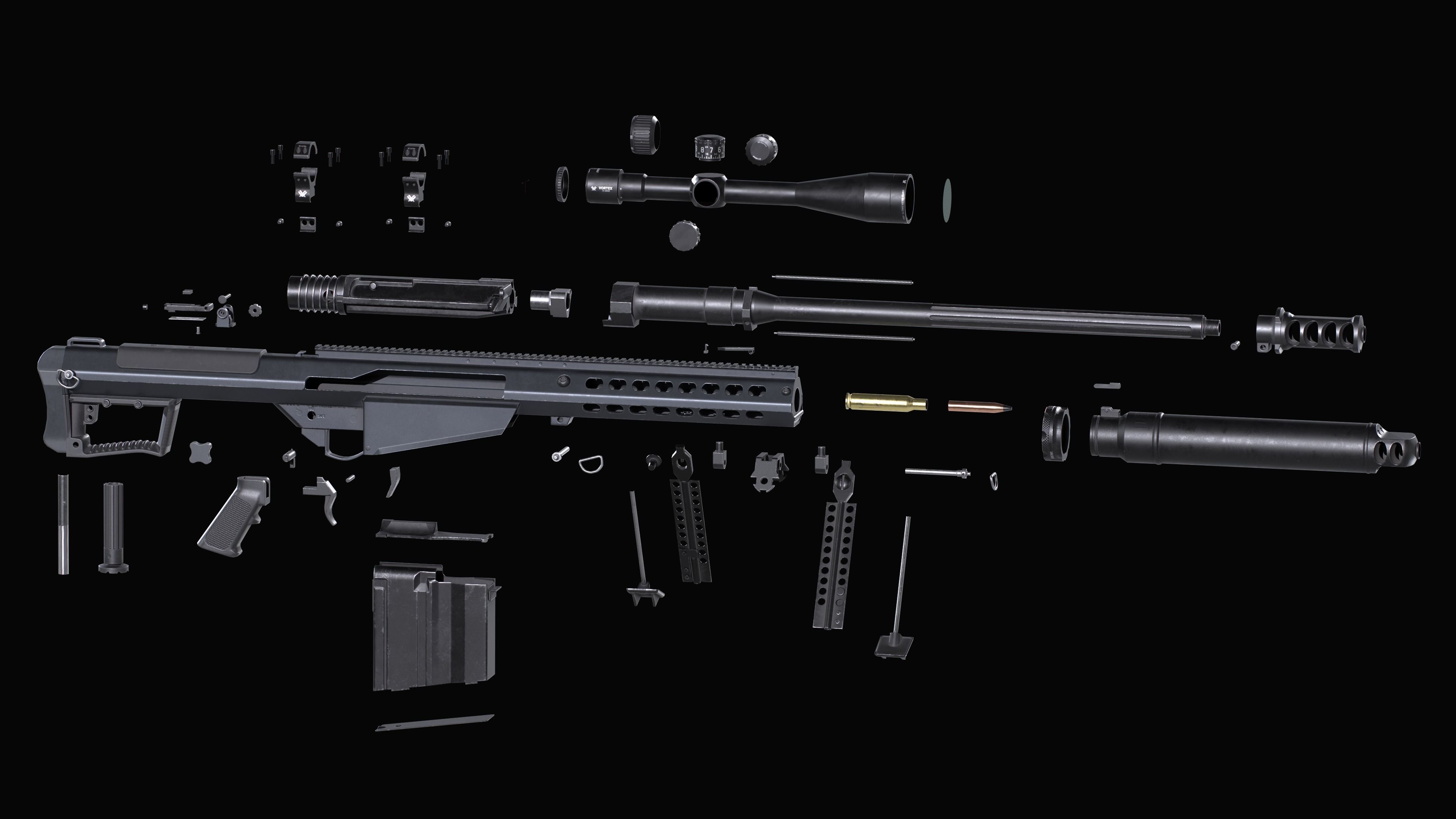 3D model Tactical Modular Anti materiel sniper rifle Barrett M107A1 VR ...