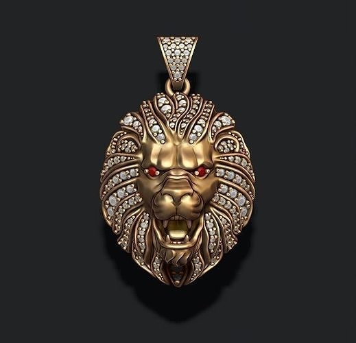 lion necklace with gems 3D model 3D printable | CGTrader