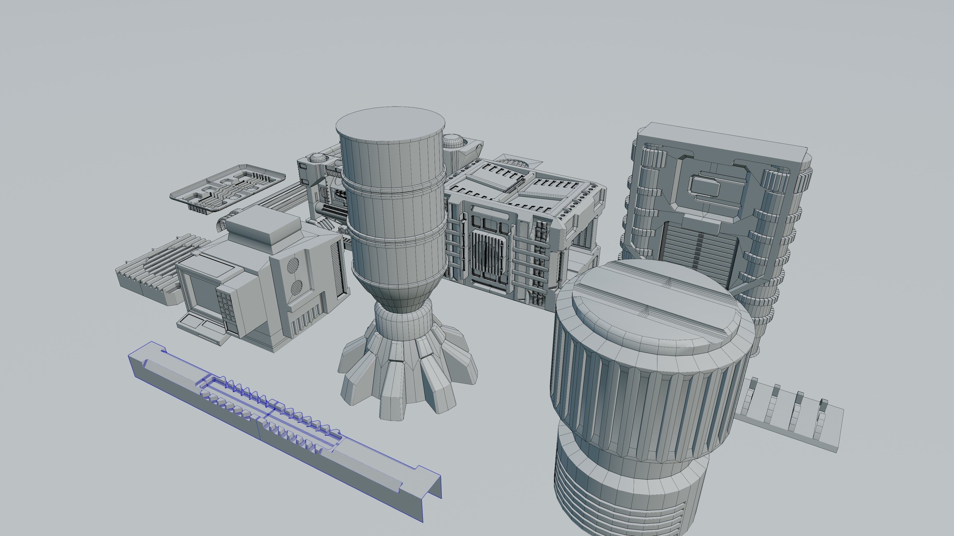 3D model Cyberpunk Mechanical Parts VR / AR / low-poly | CGTrader
