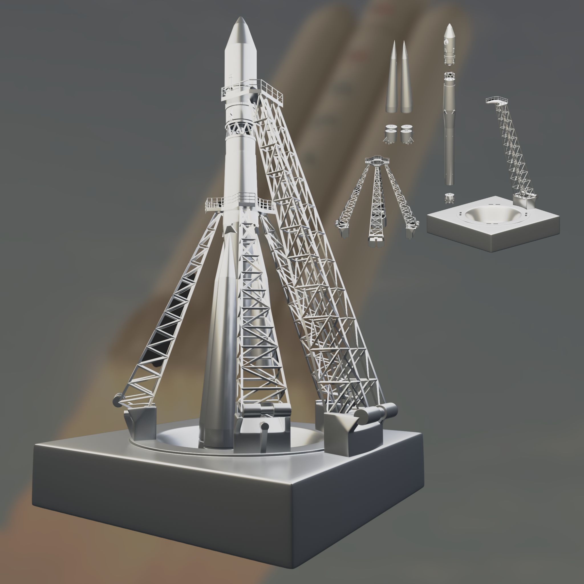 Vostok Rocket Soviet Union Spaceship 3D model 3D printable | CGTrader