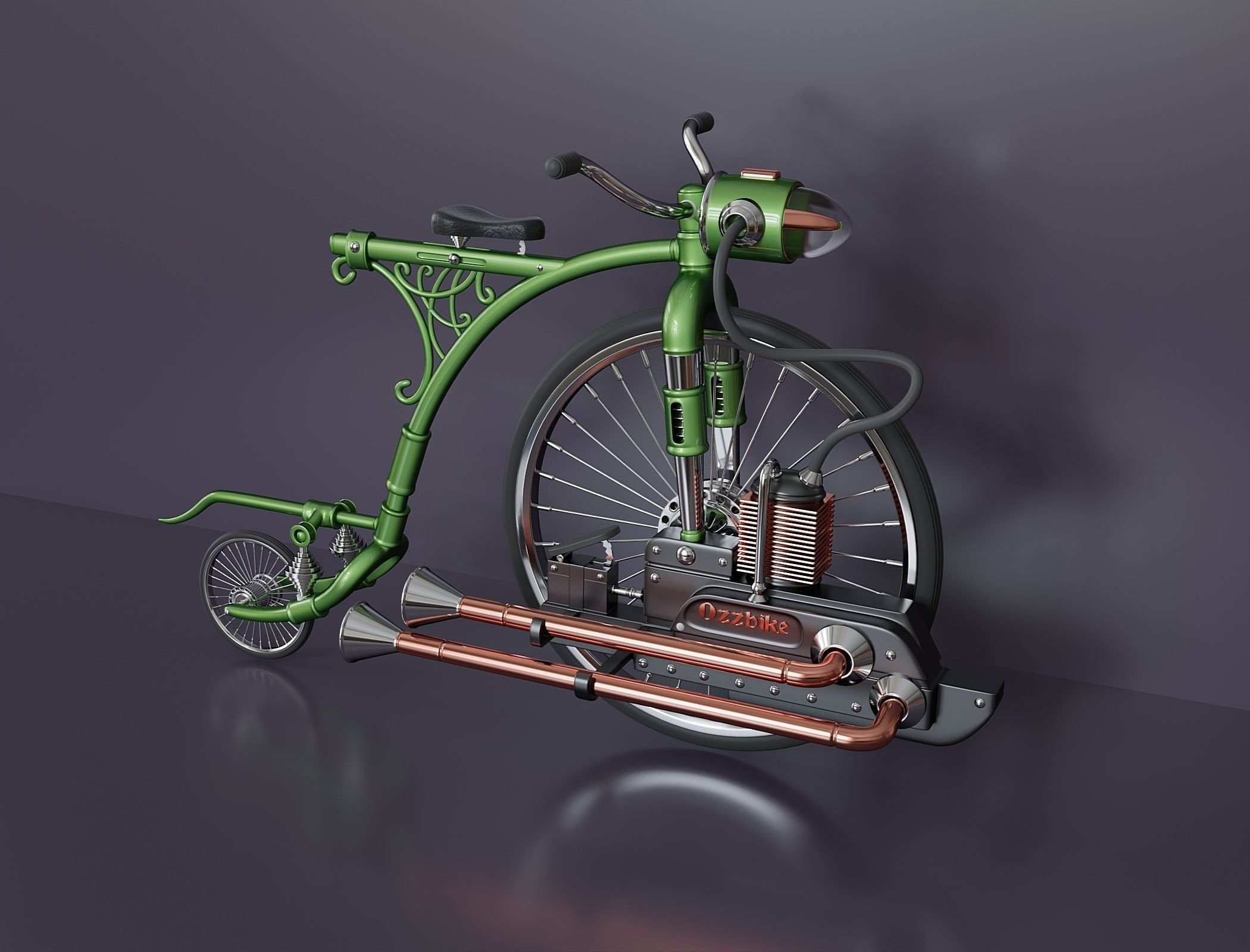 Stylized antique bicycle with a motor 3D model | CGTrader