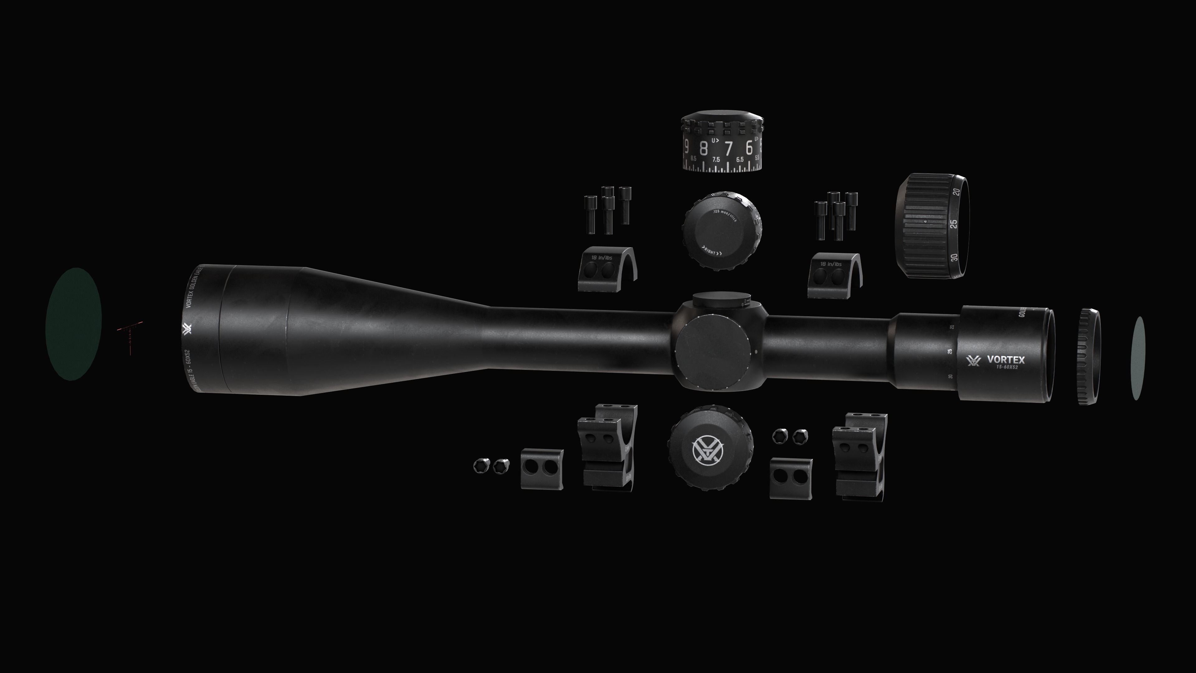 3D model Variable optic rifle scope Vortex GOLDEN EAGLE VR / AR / low ...