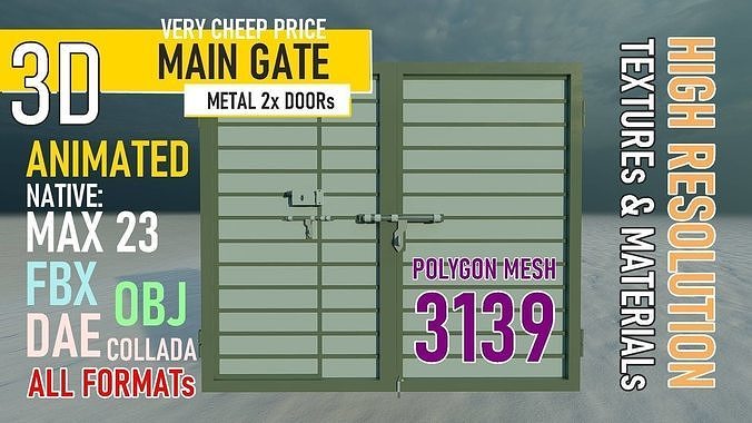 Metall Gate 3D model animated | CGTrader