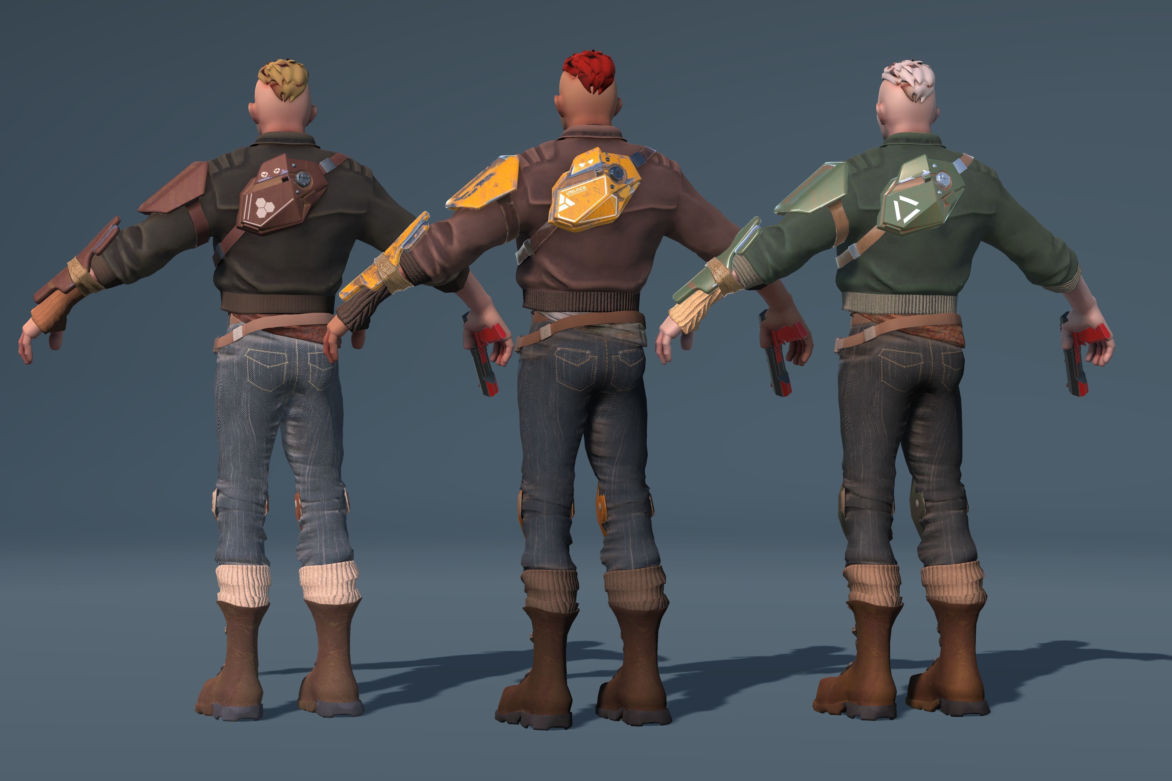 3D model Low-poly game-ready animated Male character VR / AR / low-poly ...