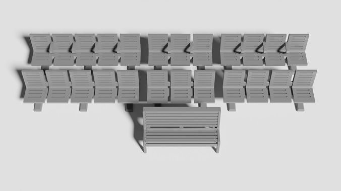 H0 Benches Modelset 3D model 3D printable | CGTrader