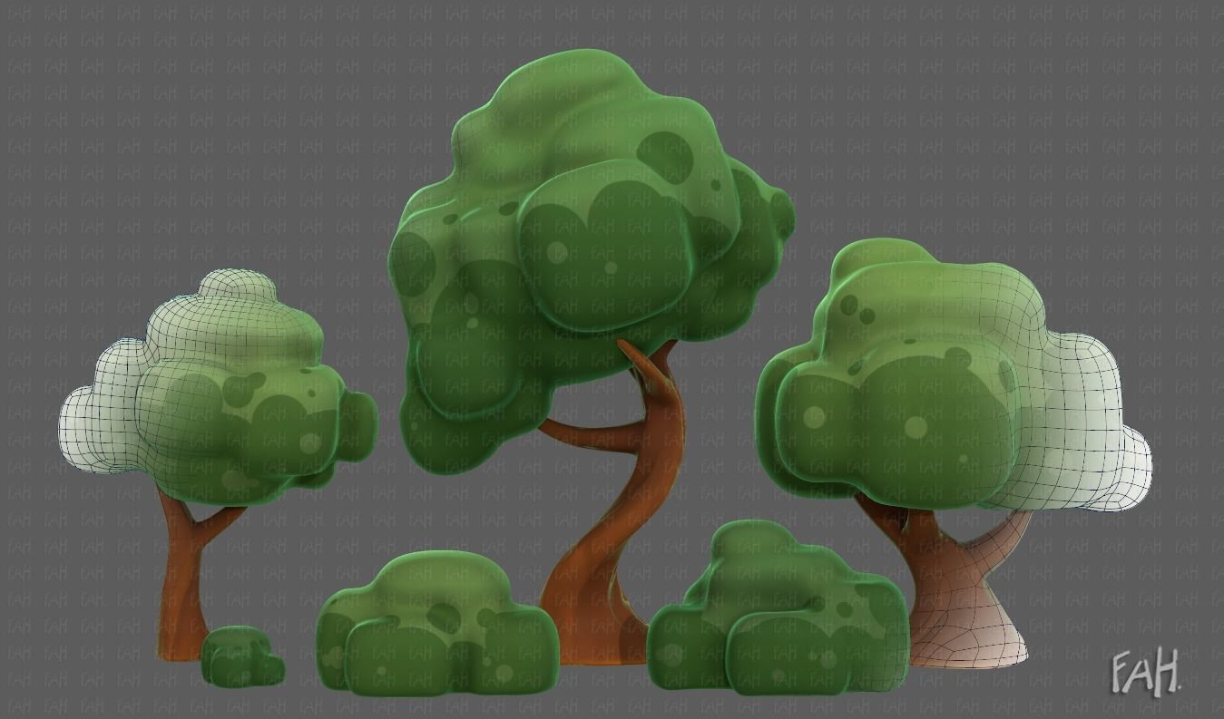 3D model Trees Cartoon V15 VR / AR / low-poly | CGTrader