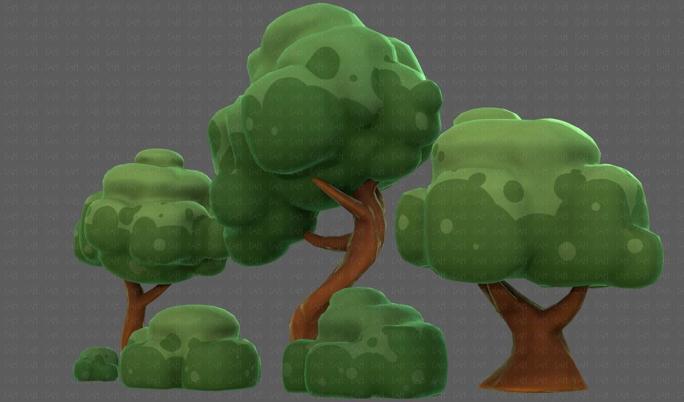 3D model Trees Cartoon V15 VR / AR / low-poly | CGTrader