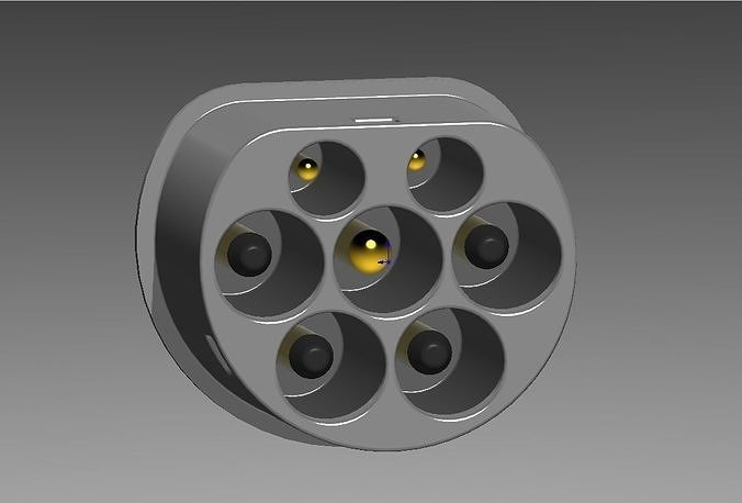 Type 2 Mennekes plug up to 480V 3 phase 63A or 1 phase 70A 3D model 3D ...