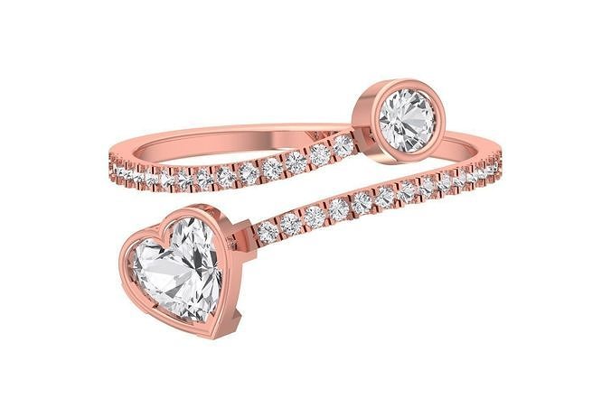 Solitaire Women Light Weight Heart Stone Band Ring 3D model 3D printable | CGTrader
