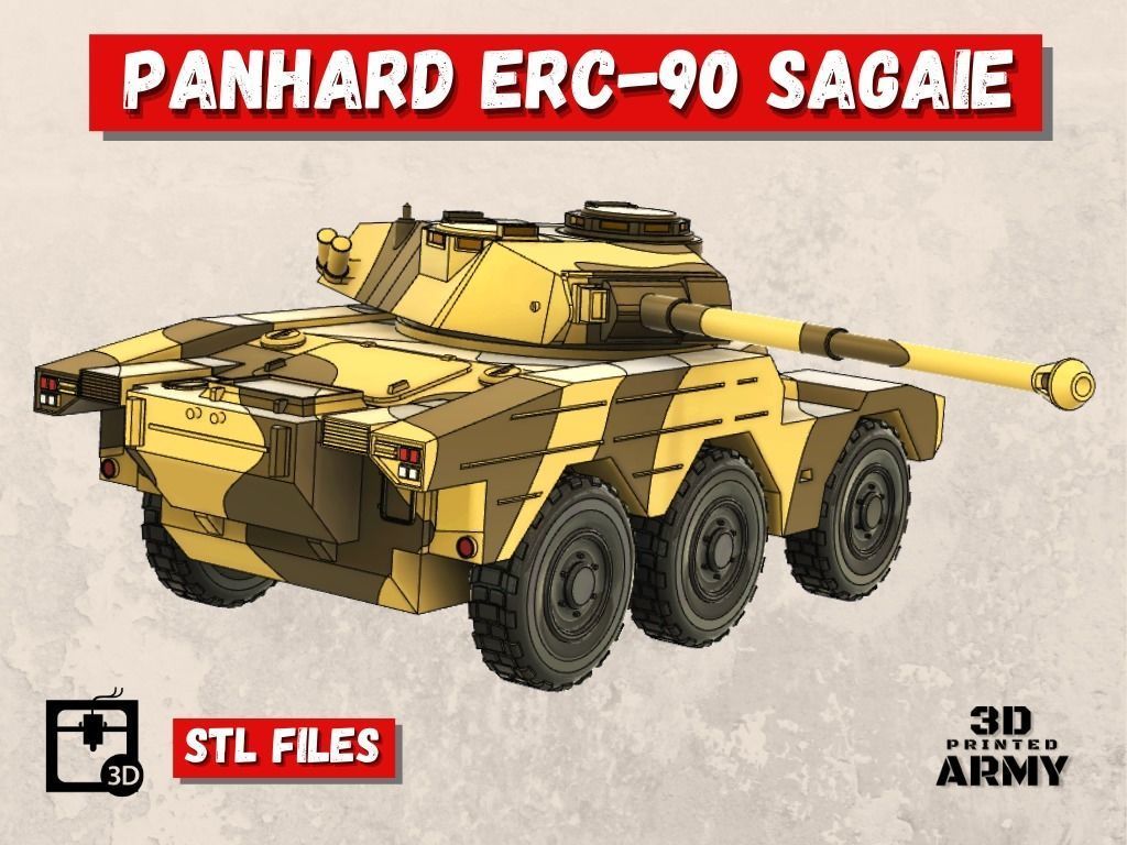 French tank Panhard ERC-90 Sagaie or Lynx - STL files 3D model 3D ...