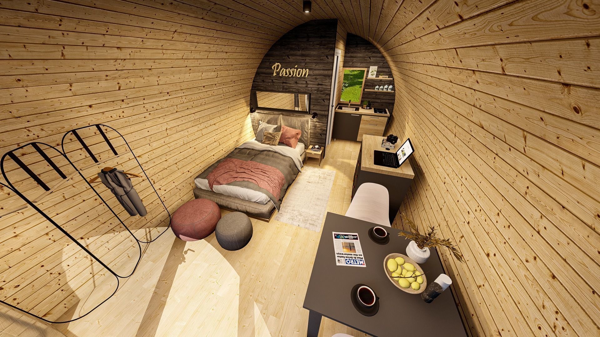 3D model barrel glamping pod basic plan blue print DIY VR / AR / low ...