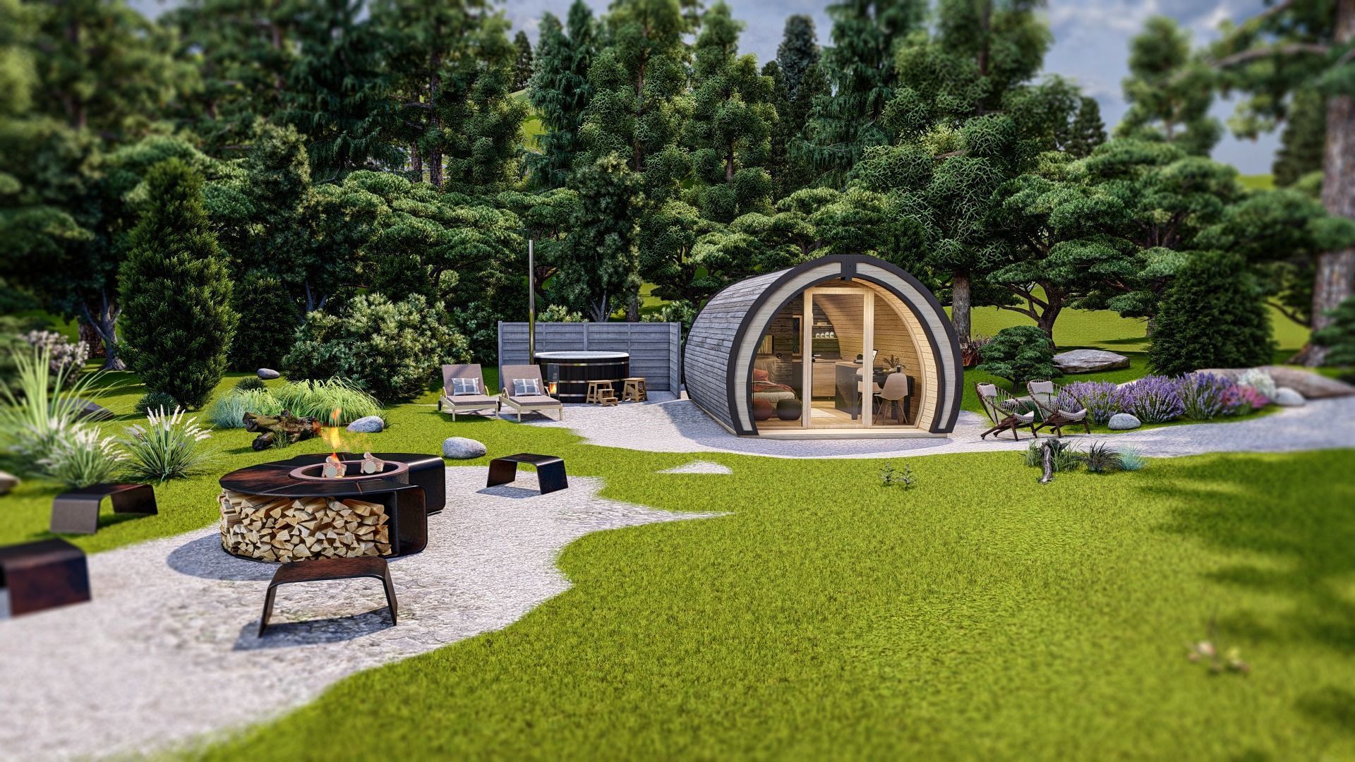 3D model barrel glamping pod basic plan blue print DIY VR / AR / low ...