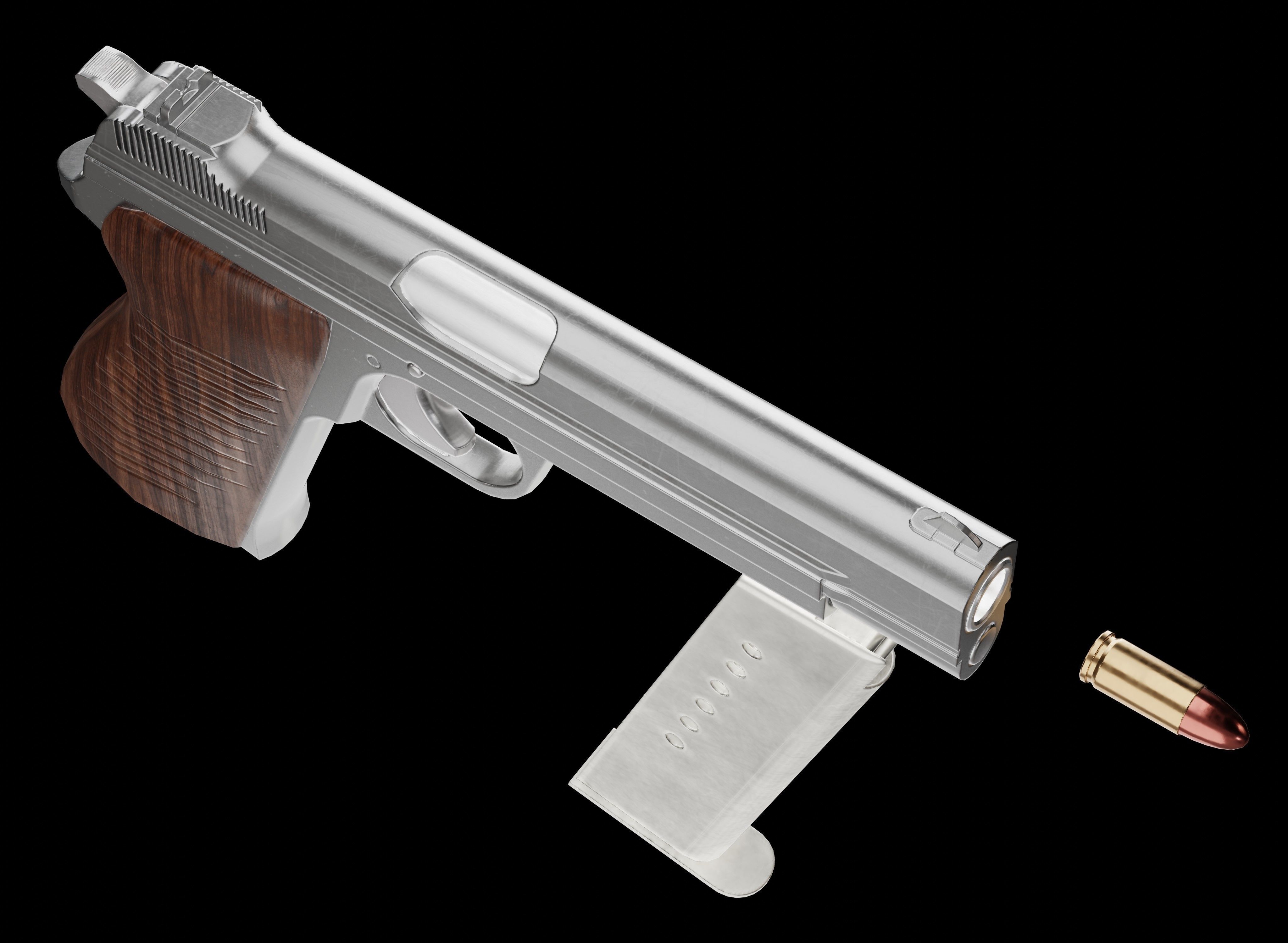 3D model P210-BASED silver pistol VR / AR / low-poly | CGTrader