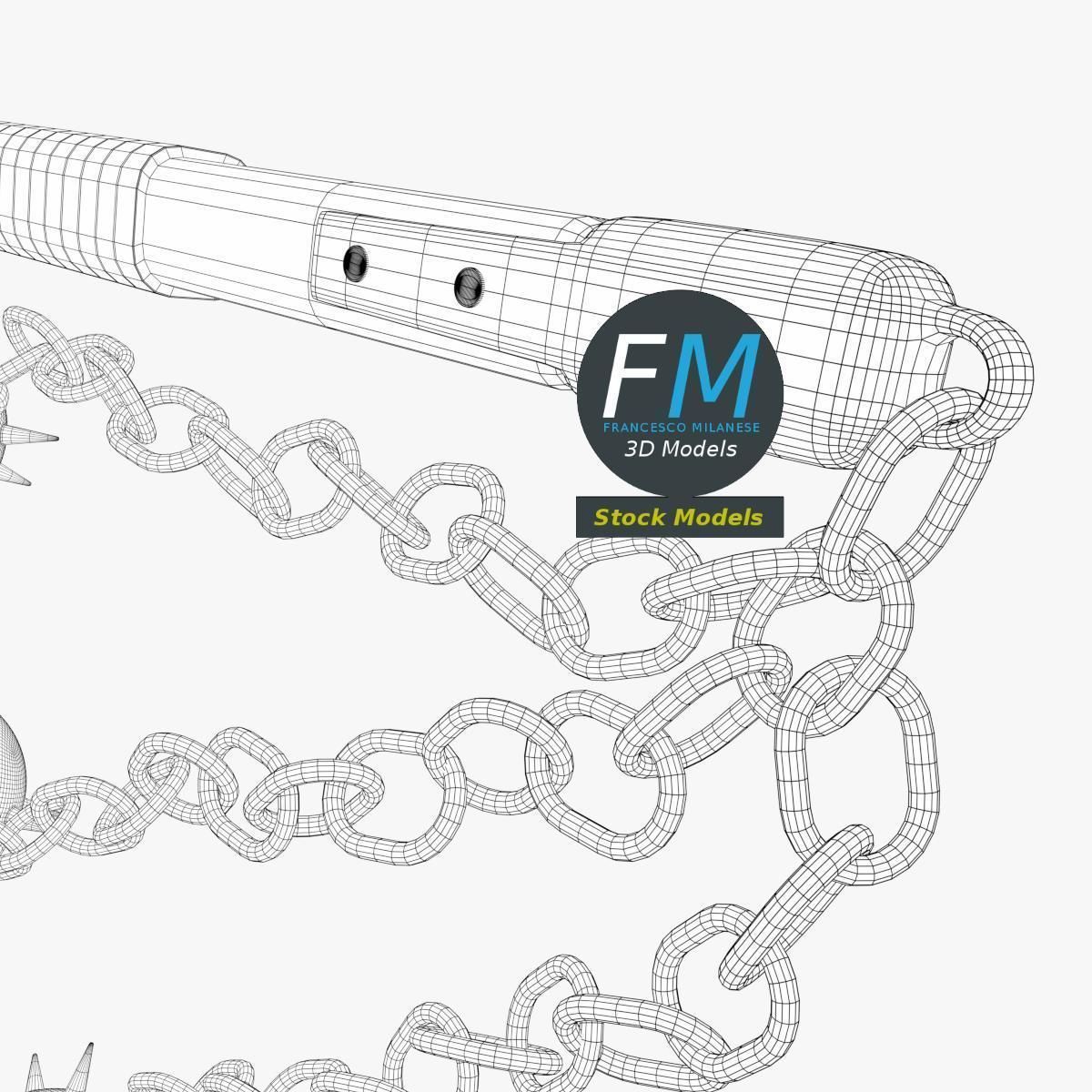 Three ball medieval flail 3D model | CGTrader