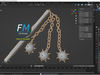Three ball medieval flail 3D model | CGTrader