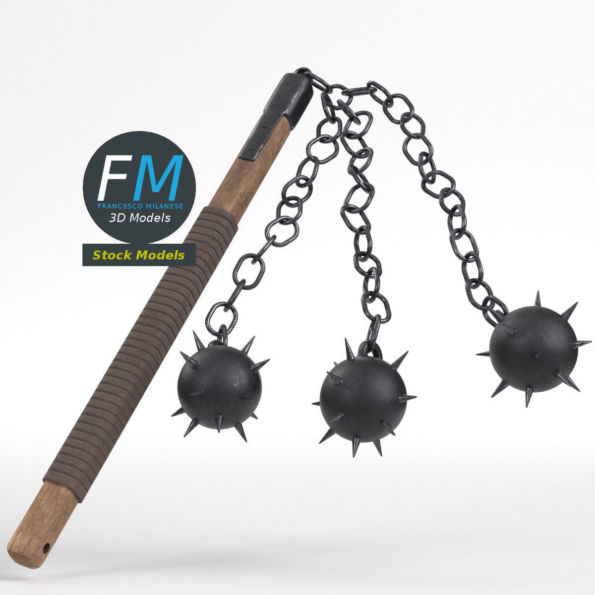 Three ball medieval flail 3D model | CGTrader