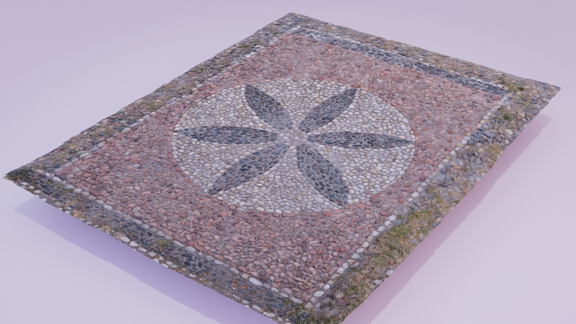 Pebble stone mosaic sidewalk raw scan 01 3D model | CGTrader