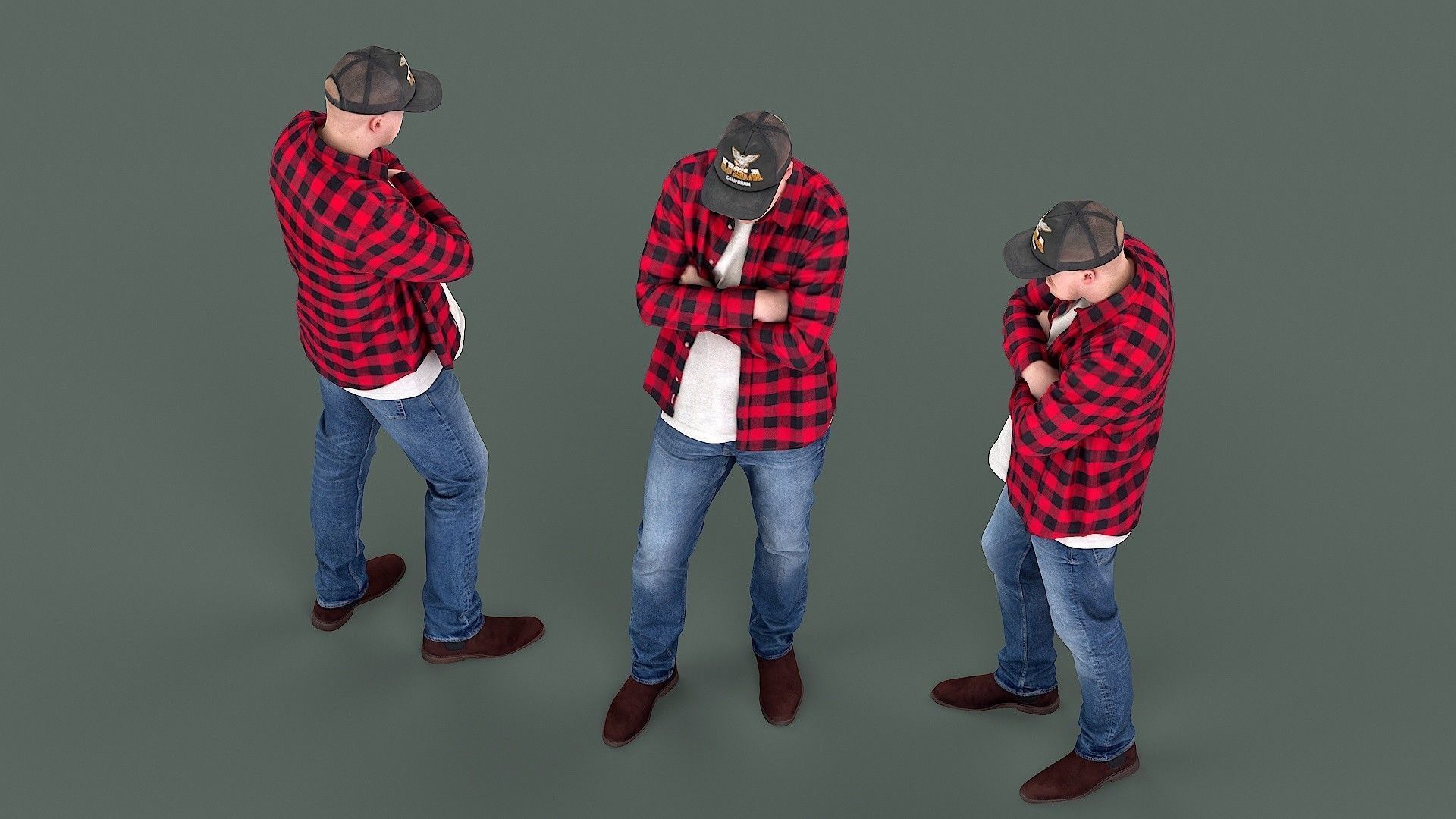 Strike man in plaid shirt and jeans 3D model | CGTrader