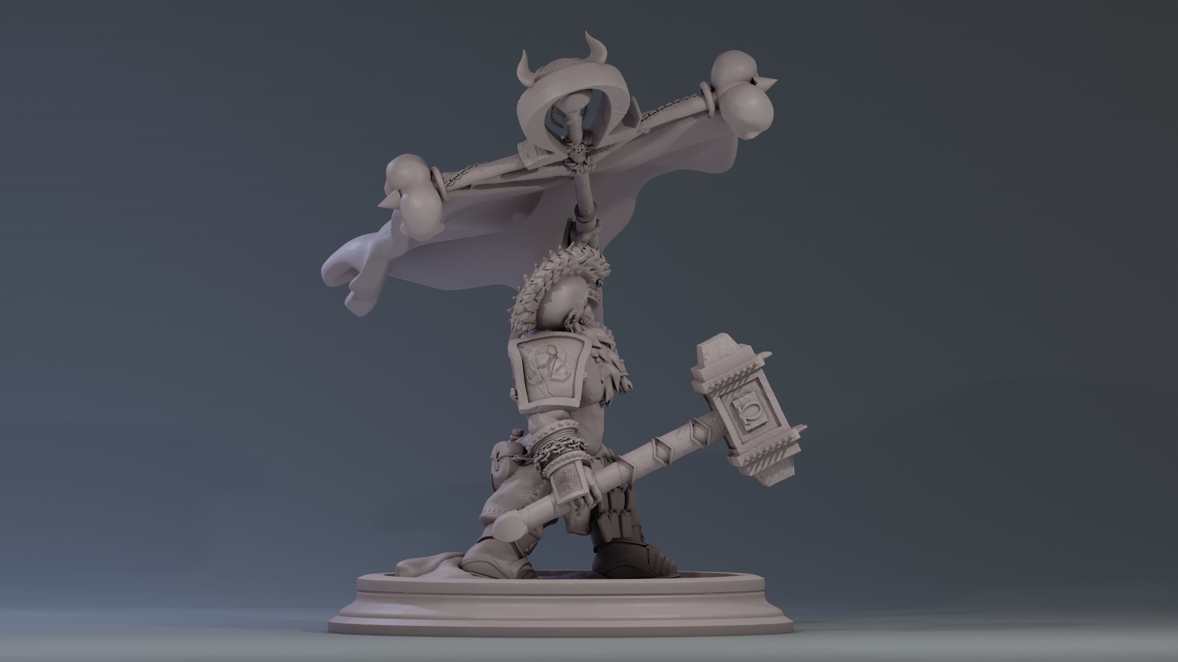 Dwarf with war banner ready to print 3D model 3D printable | CGTrader