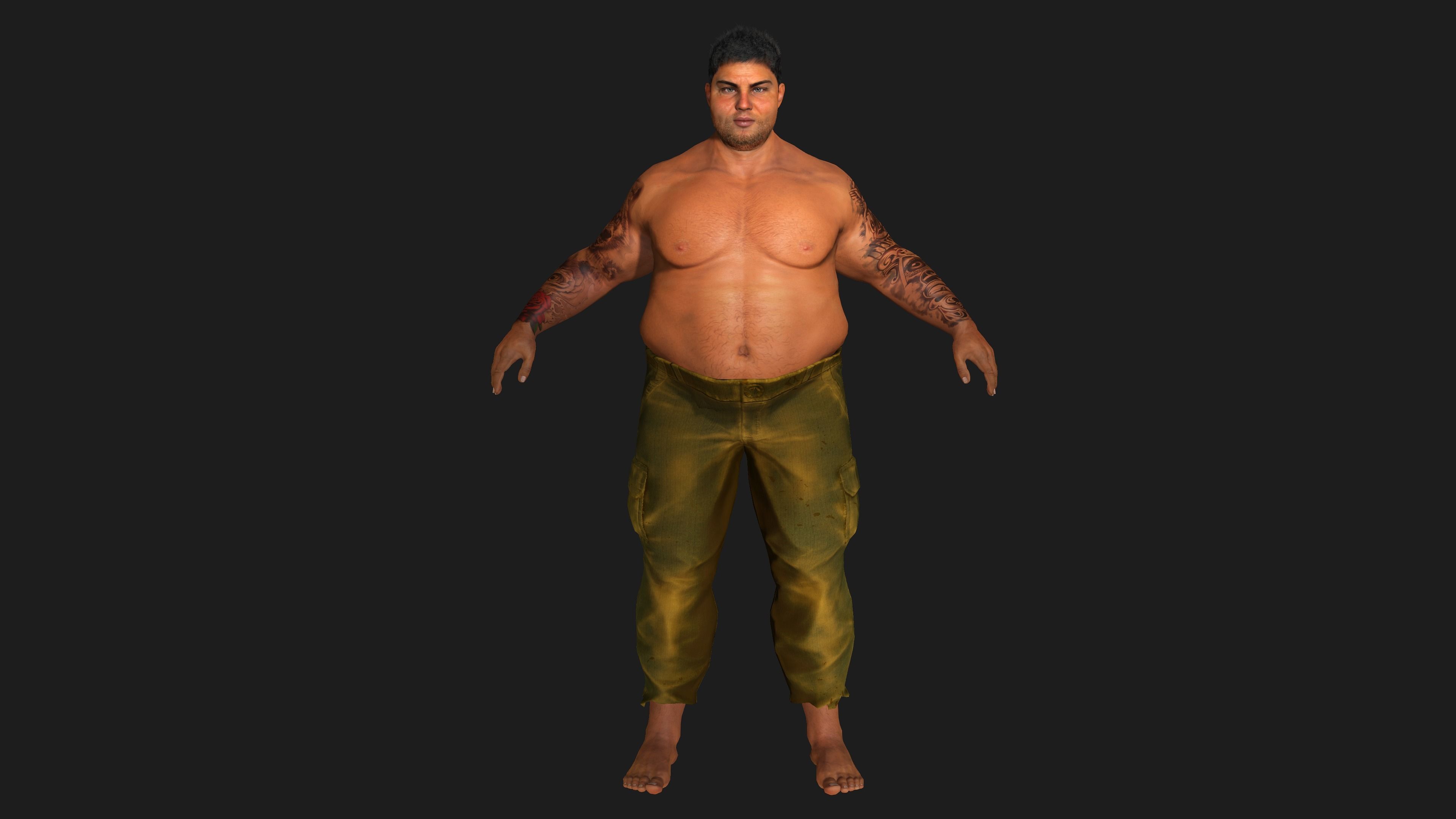 3D model AAA 3D REALISTIC FAT MALE CHARACTER 01 - RIGGED GAME READY GTA VR / AR / low-poly ...