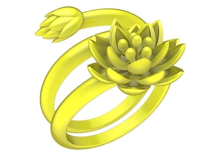 two 24k lotus women ring 4401 3D model 3D printable | CGTrader