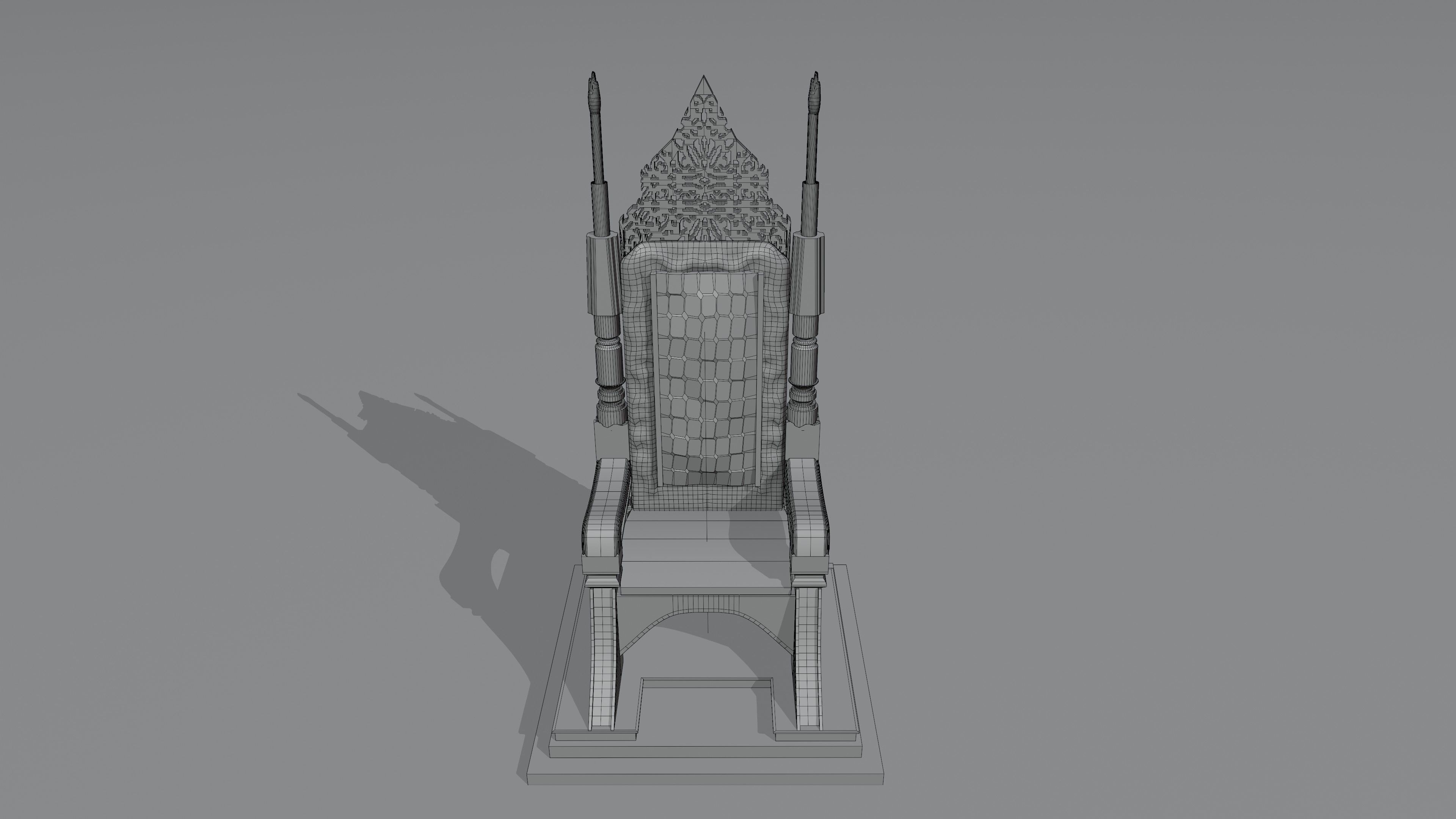 3D model Lowpoly Realistic Throne wooden with candles VR / AR / low ...