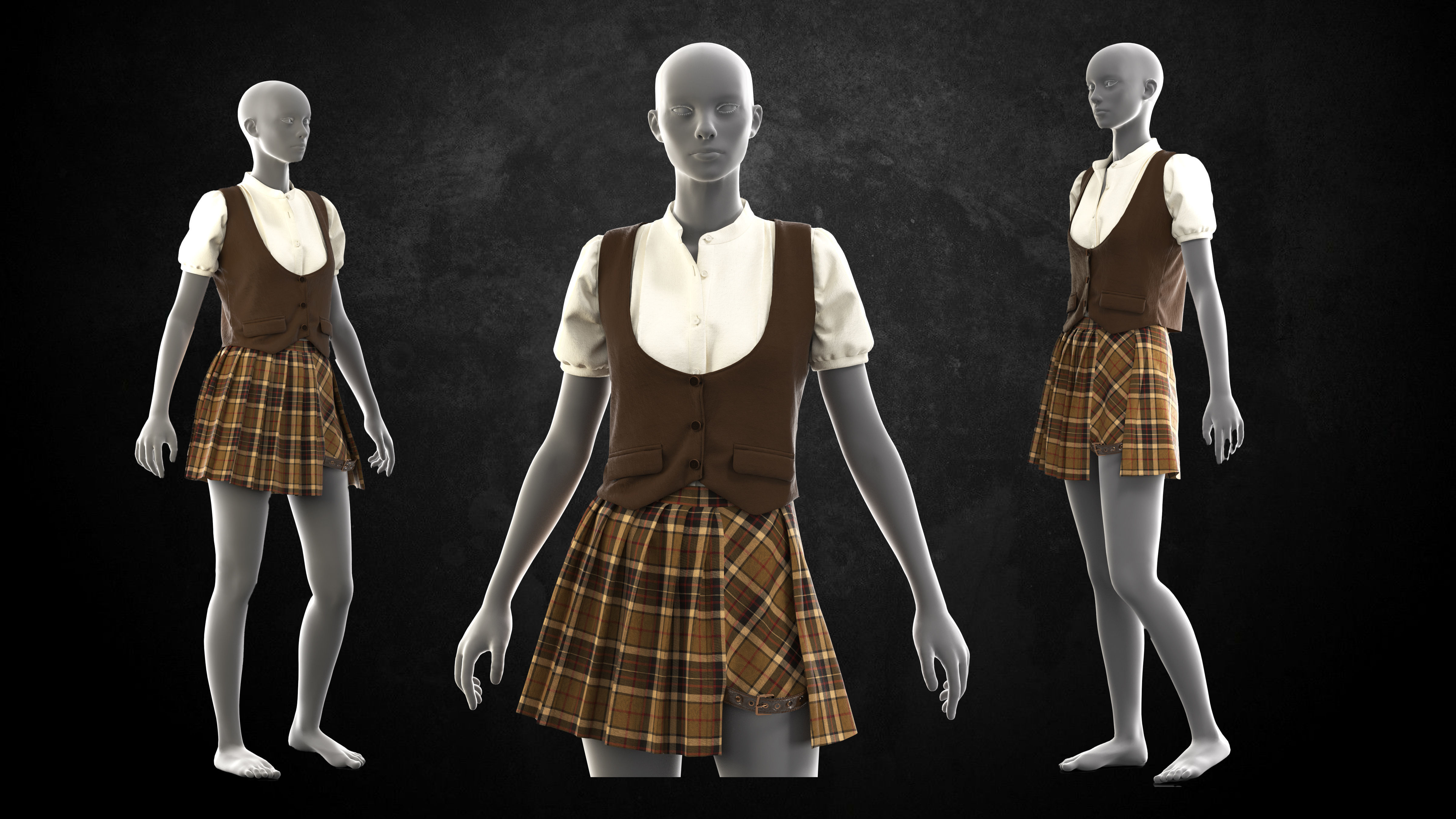 3 girls outfits 3D model | CGTrader