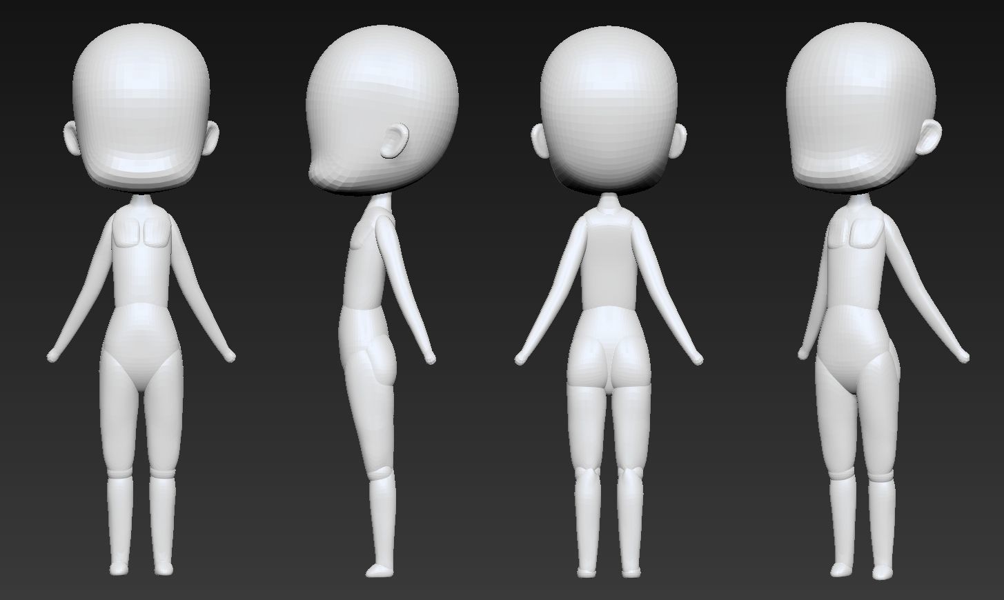 base mesh chibi free VR / AR / low-poly 3D model 3D printable | CGTrader