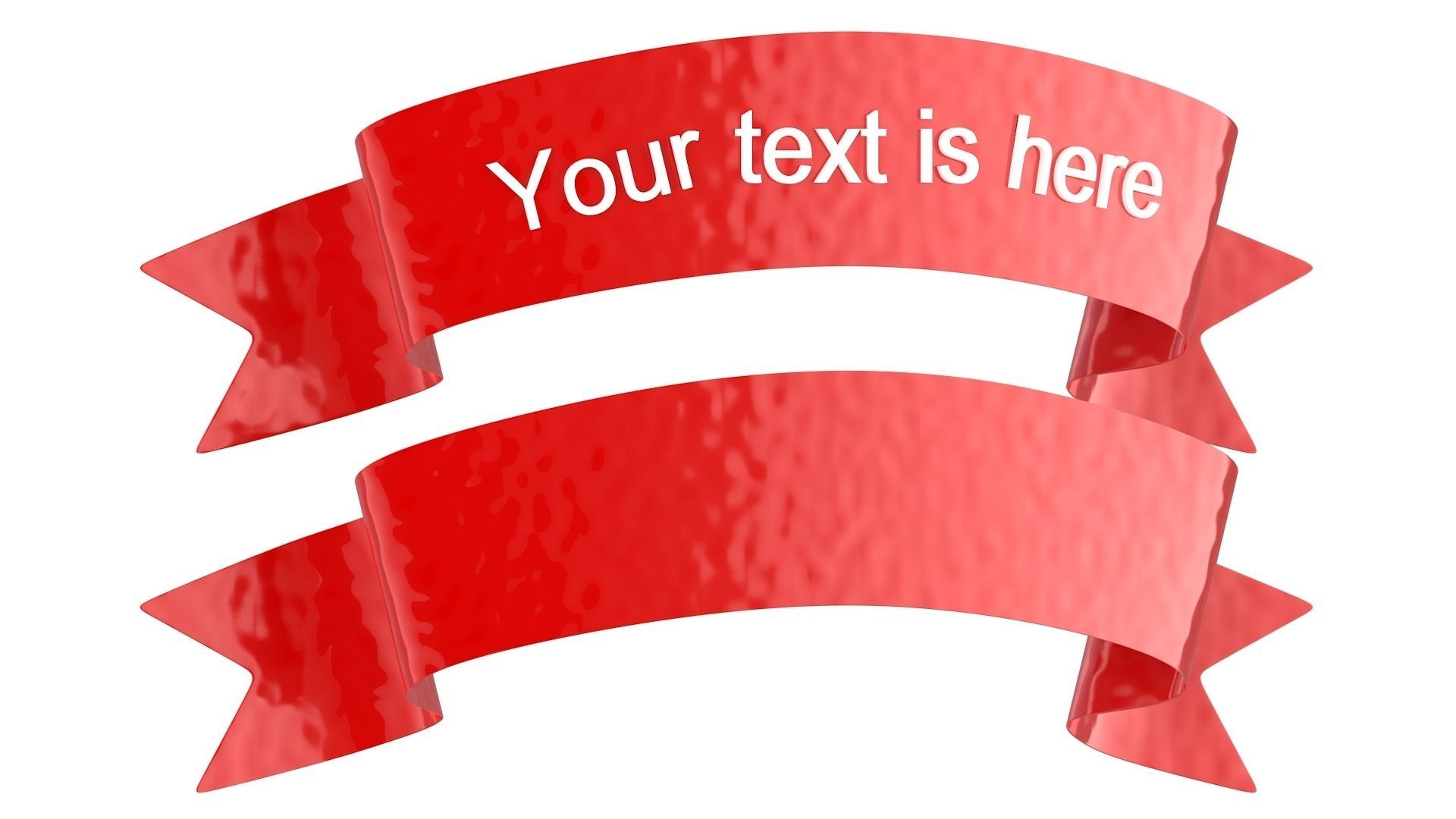 Ribbon Banner Curved Red 3D model | CGTrader