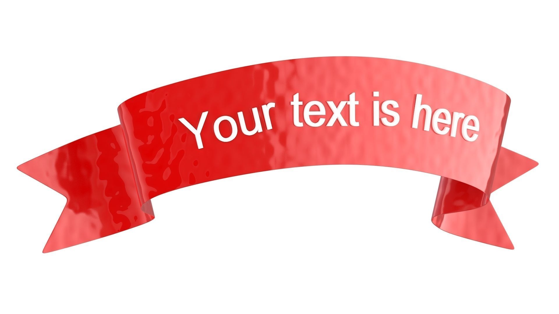 Ribbon Banner Curved Red 3D model | CGTrader