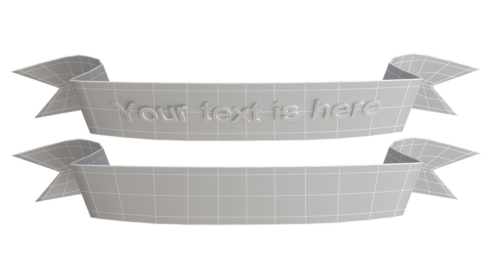 Ribbon Banner Curved Red 3D model | CGTrader