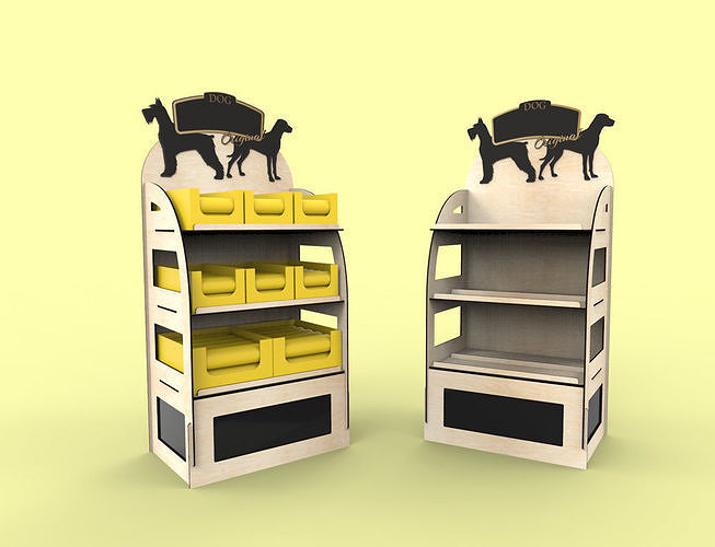 Plywood shelf stand display for dog food POS 3D model | CGTrader