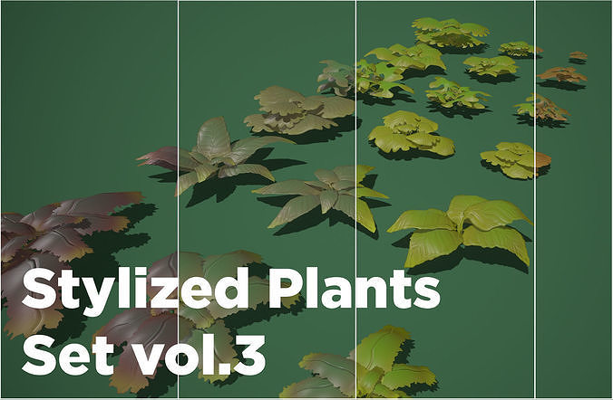 3D model Stylized Plants Set vol 03 foliage pack VR / AR / low-poly | CGTrader