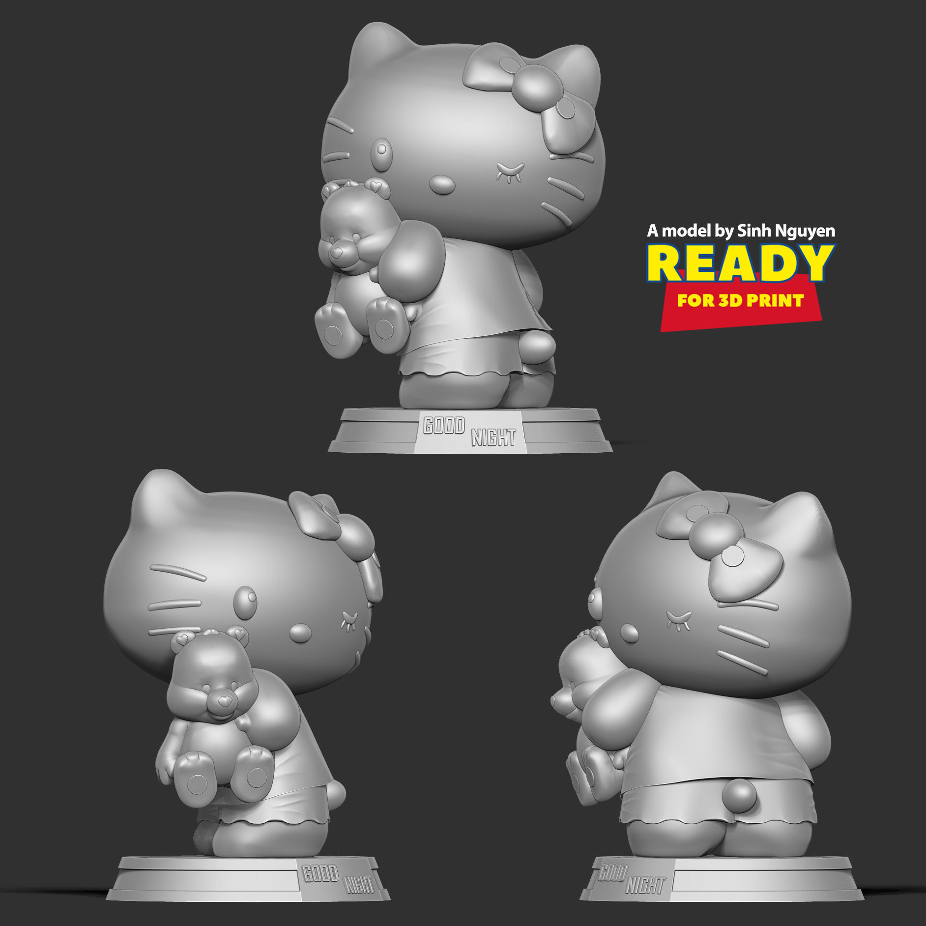 Good night Hello Kitty 3D model 3D printable | CGTrader