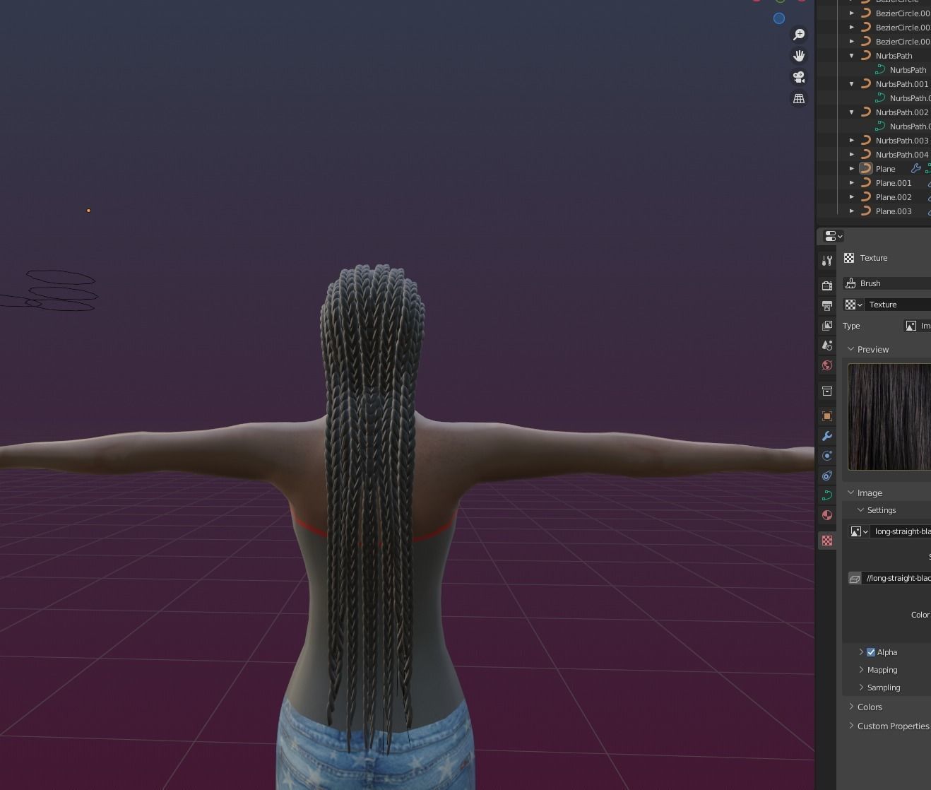 Corn row hair on Nurbs Curve free 3D model | CGTrader