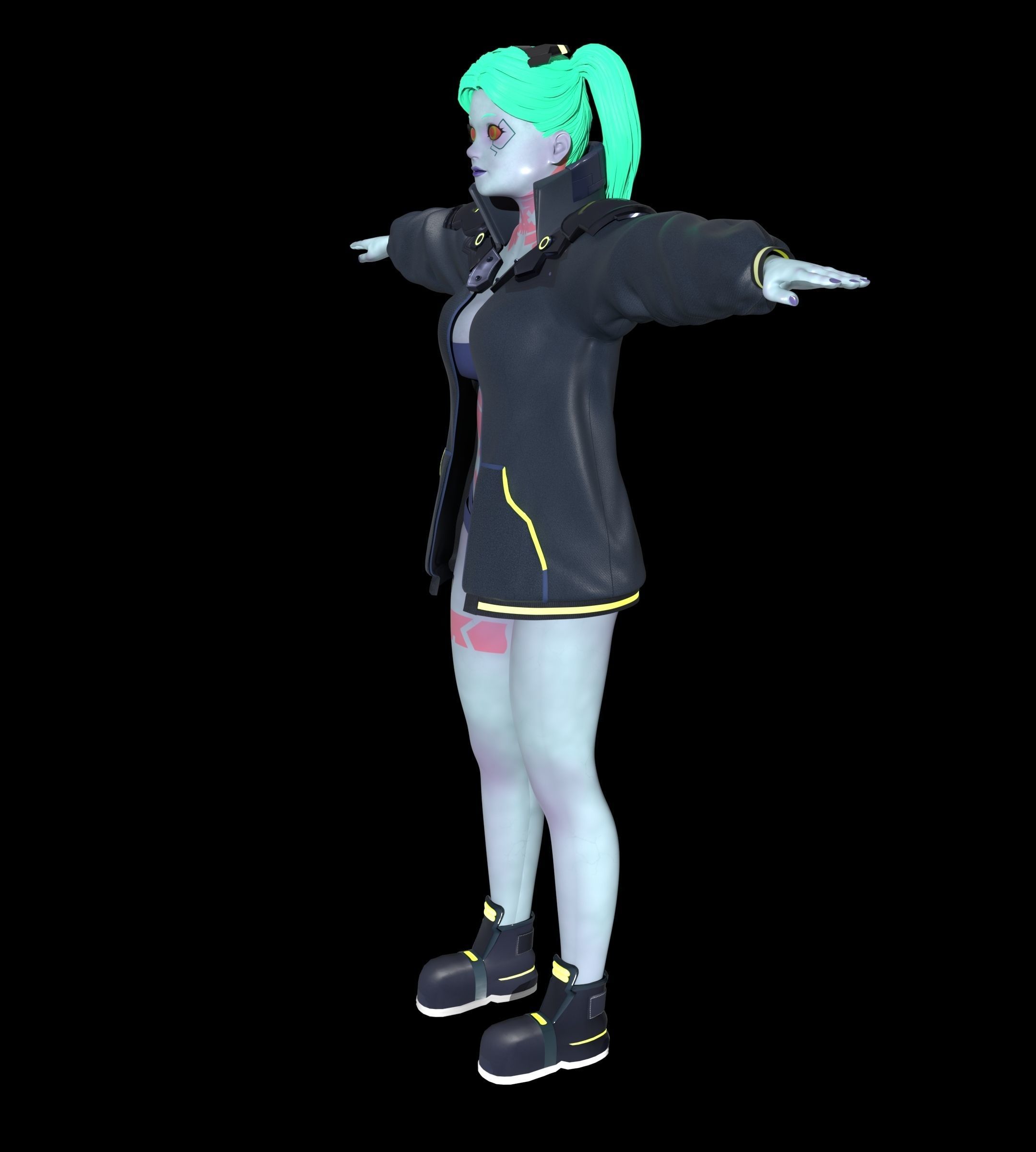 Cyberpunk Edrunners Rebecca T-pose 4K texture 3D model | CGTrader