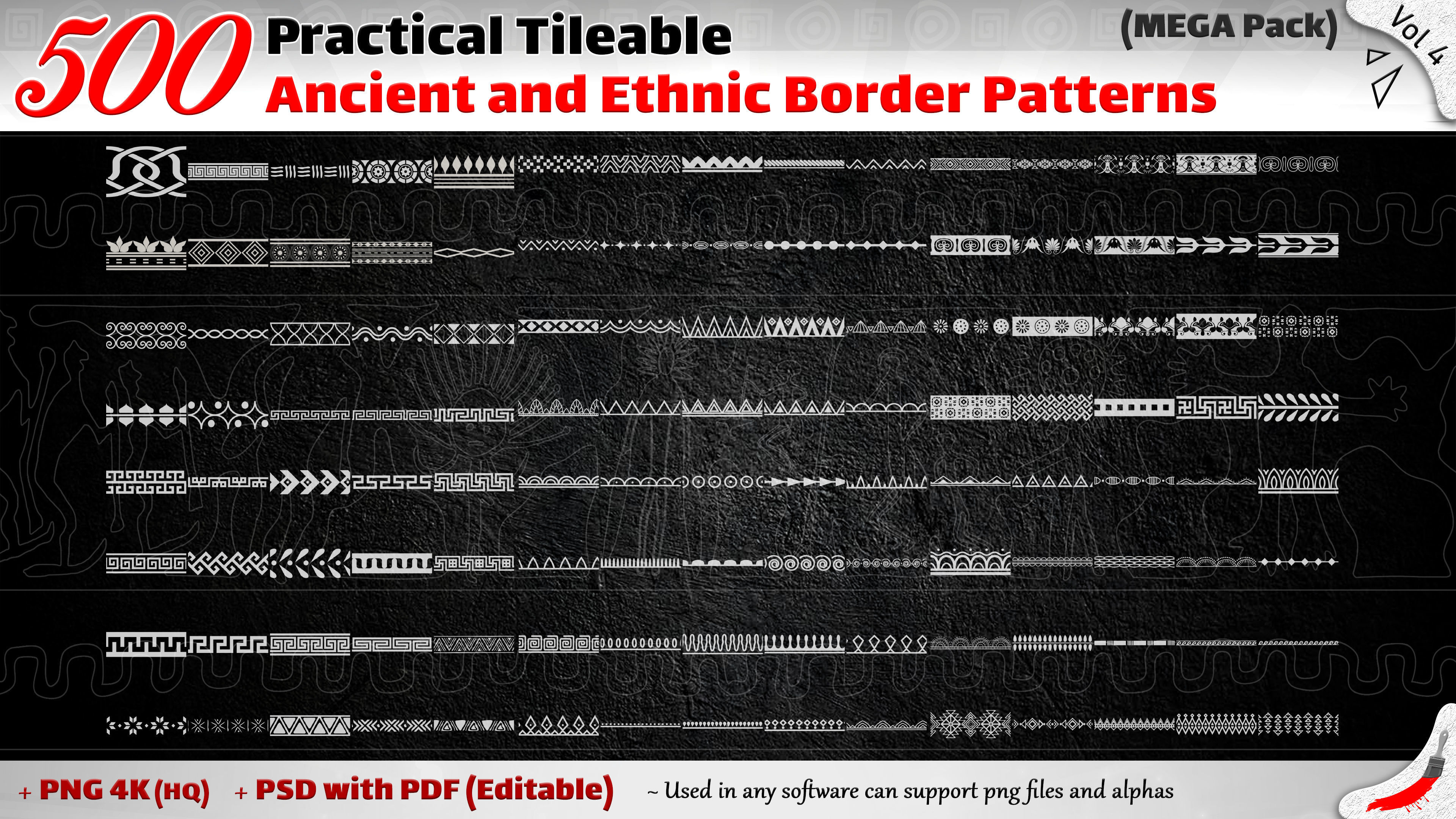 500 Practical Tileable Ancient and Ethnic Border Patterns -Vol 4 ...