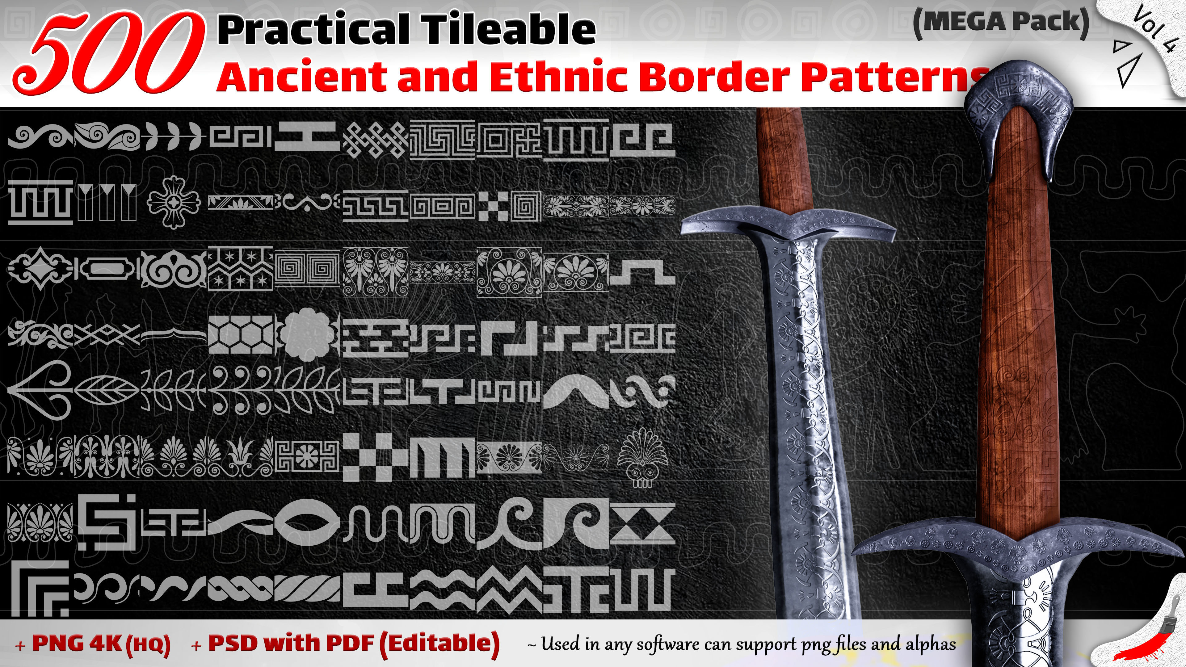 500 Practical Tileable Ancient and Ethnic Border Patterns -Vol 4 ...