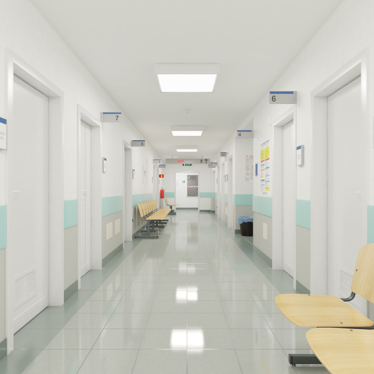 019 Hospital Hallway Corridor 3D model | CGTrader