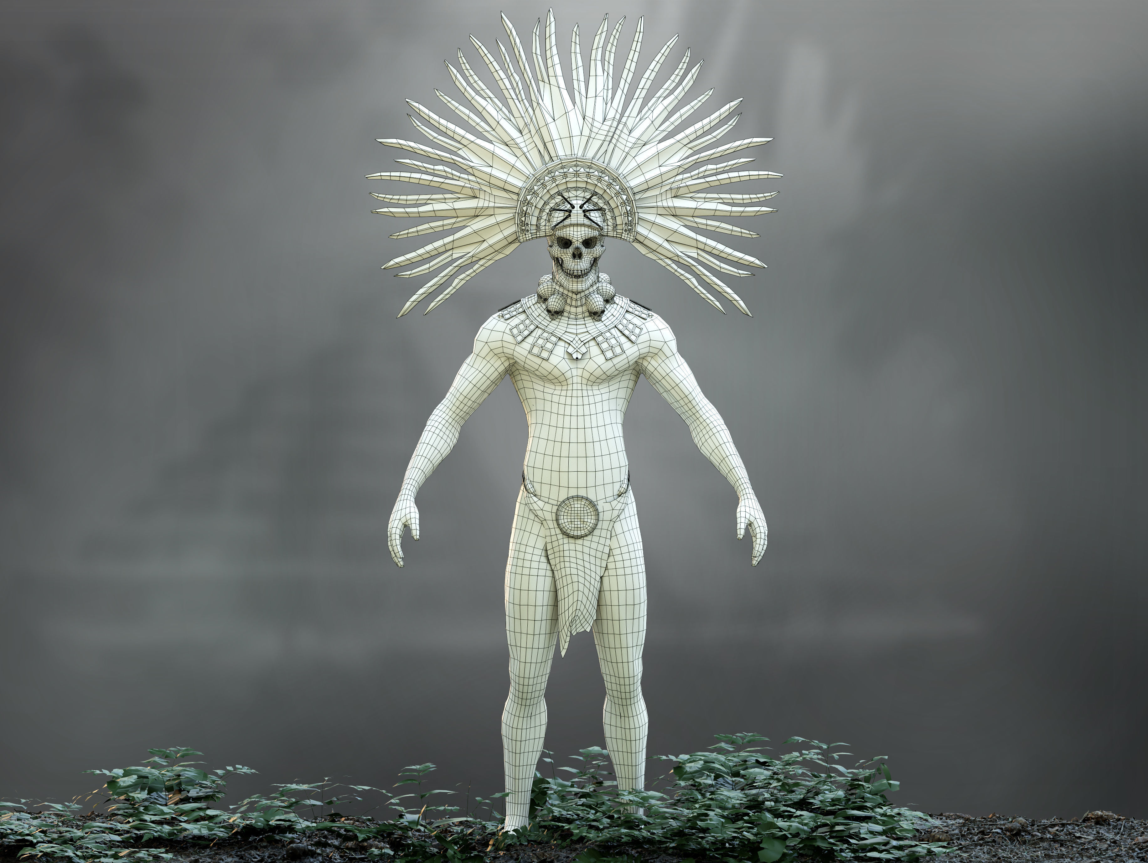 3D model Aztec god of the dead Mictlantecuhtli VR / AR / low-poly ...