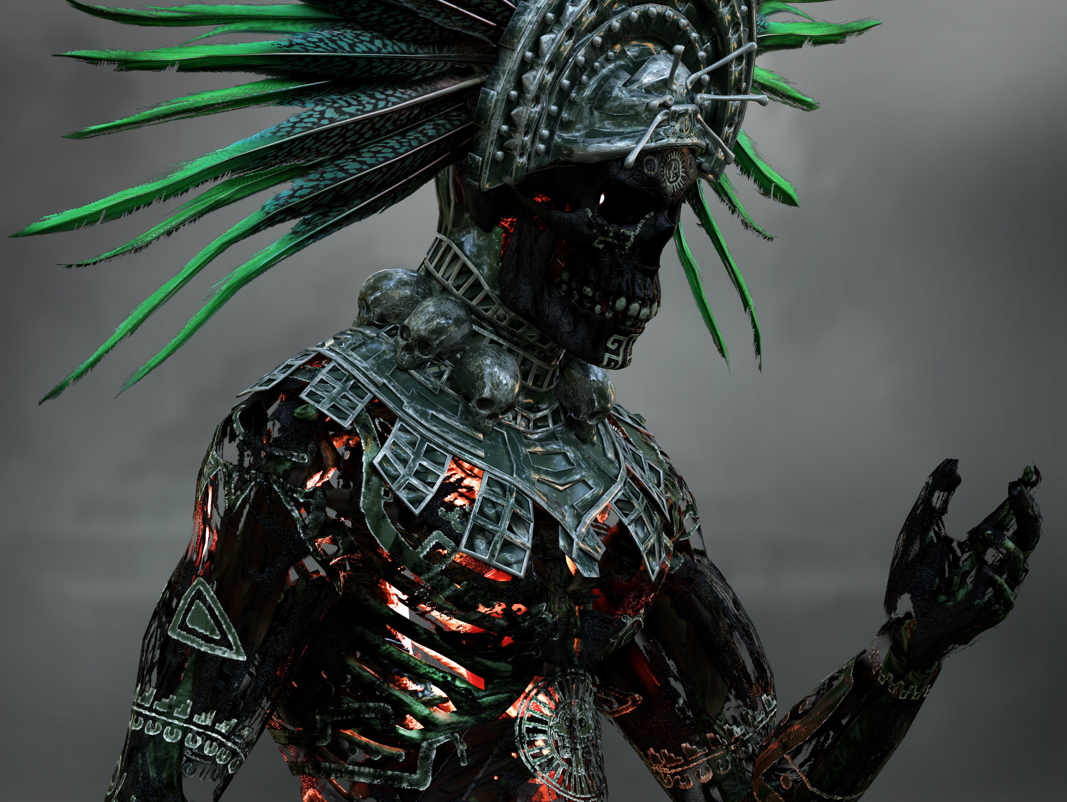 3D model Aztec god of the dead Mictlantecuhtli VR / AR / low-poly ...