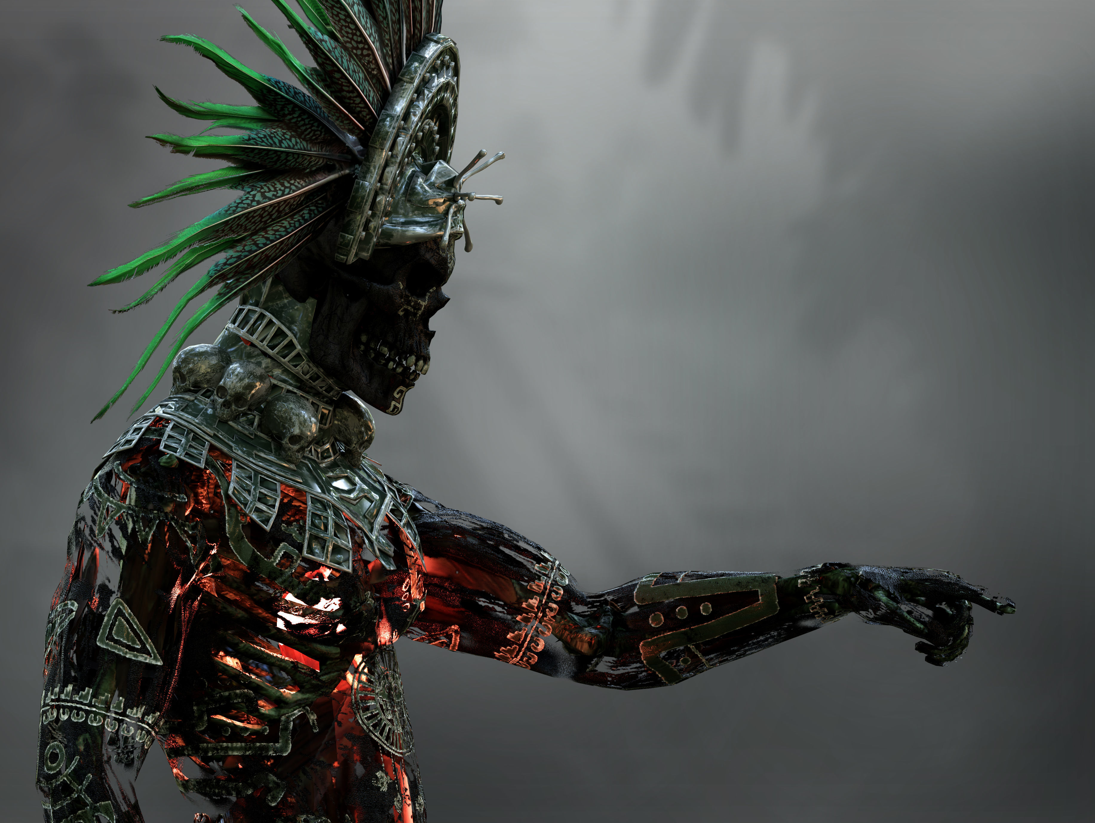 3D model Aztec god of the dead Mictlantecuhtli VR / AR / low-poly ...