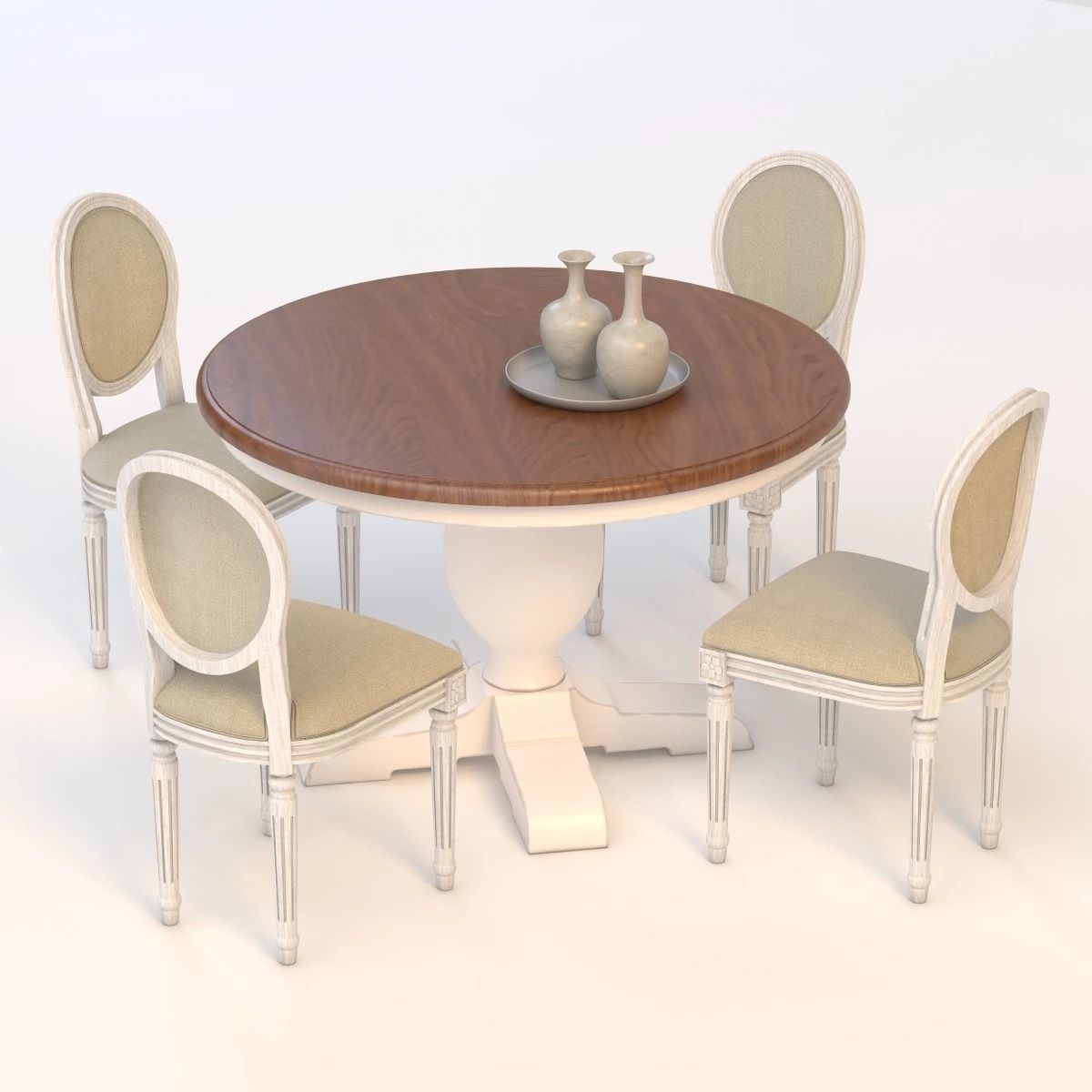 Baroque Parquet Round Dining Set 3D model | CGTrader