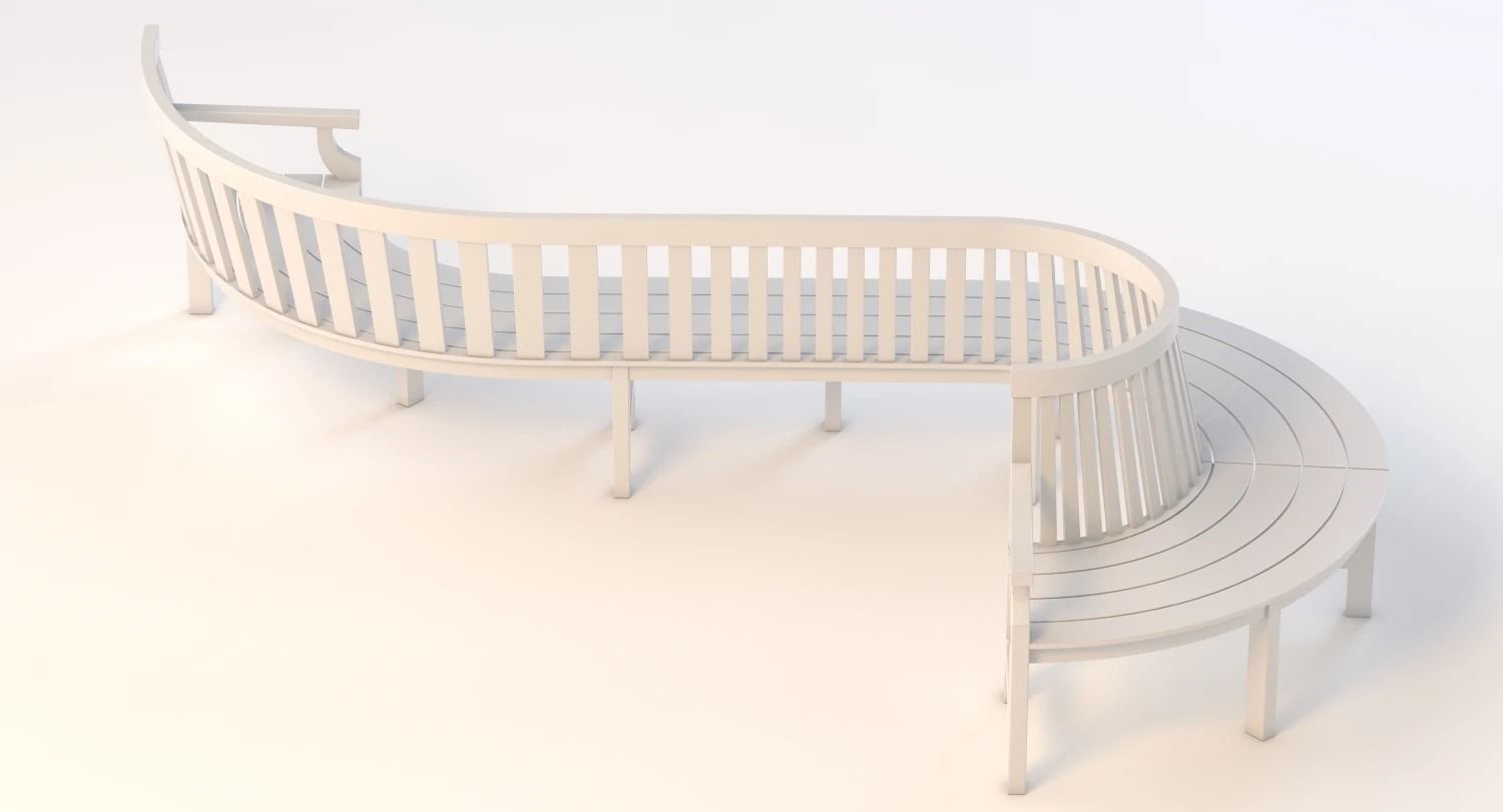 Curved Stylish Outdoor Bench 3D model | CGTrader