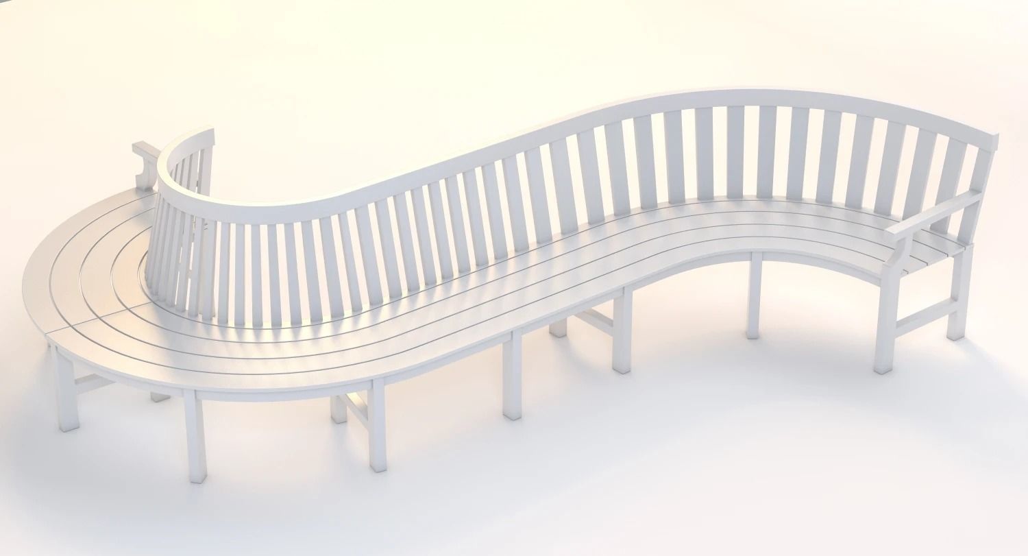 Curved Stylish Outdoor Bench 3D model | CGTrader