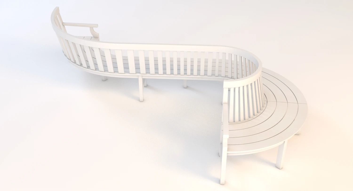 Curved Stylish Outdoor Bench 3D model | CGTrader