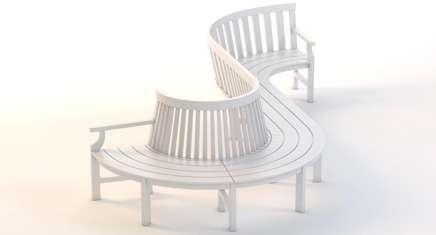 Curved Stylish Outdoor Bench 3D model | CGTrader