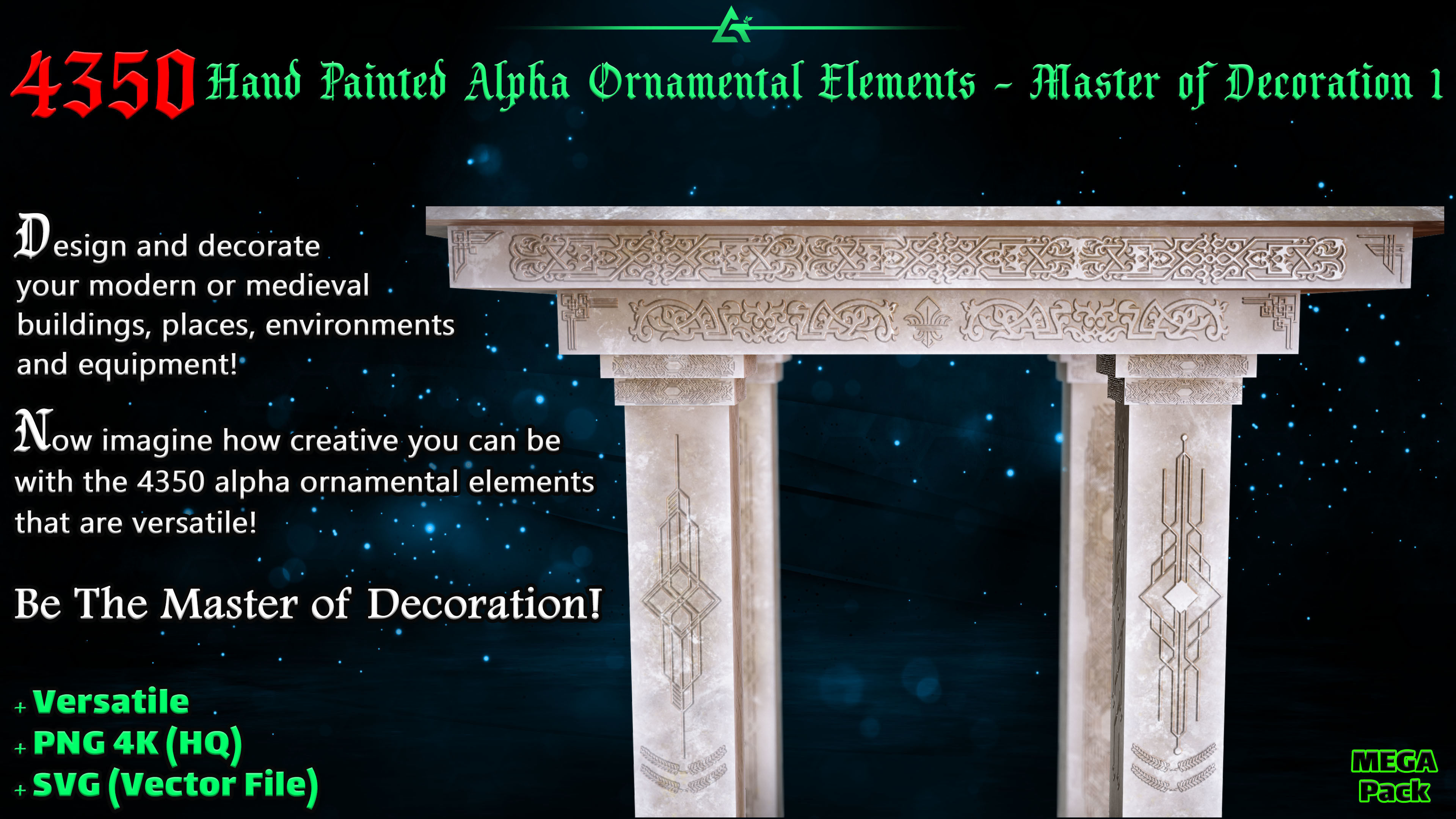 4350 Hand Painted Alpha Ornamental Elements - Vol 6 Texture | CGTrader